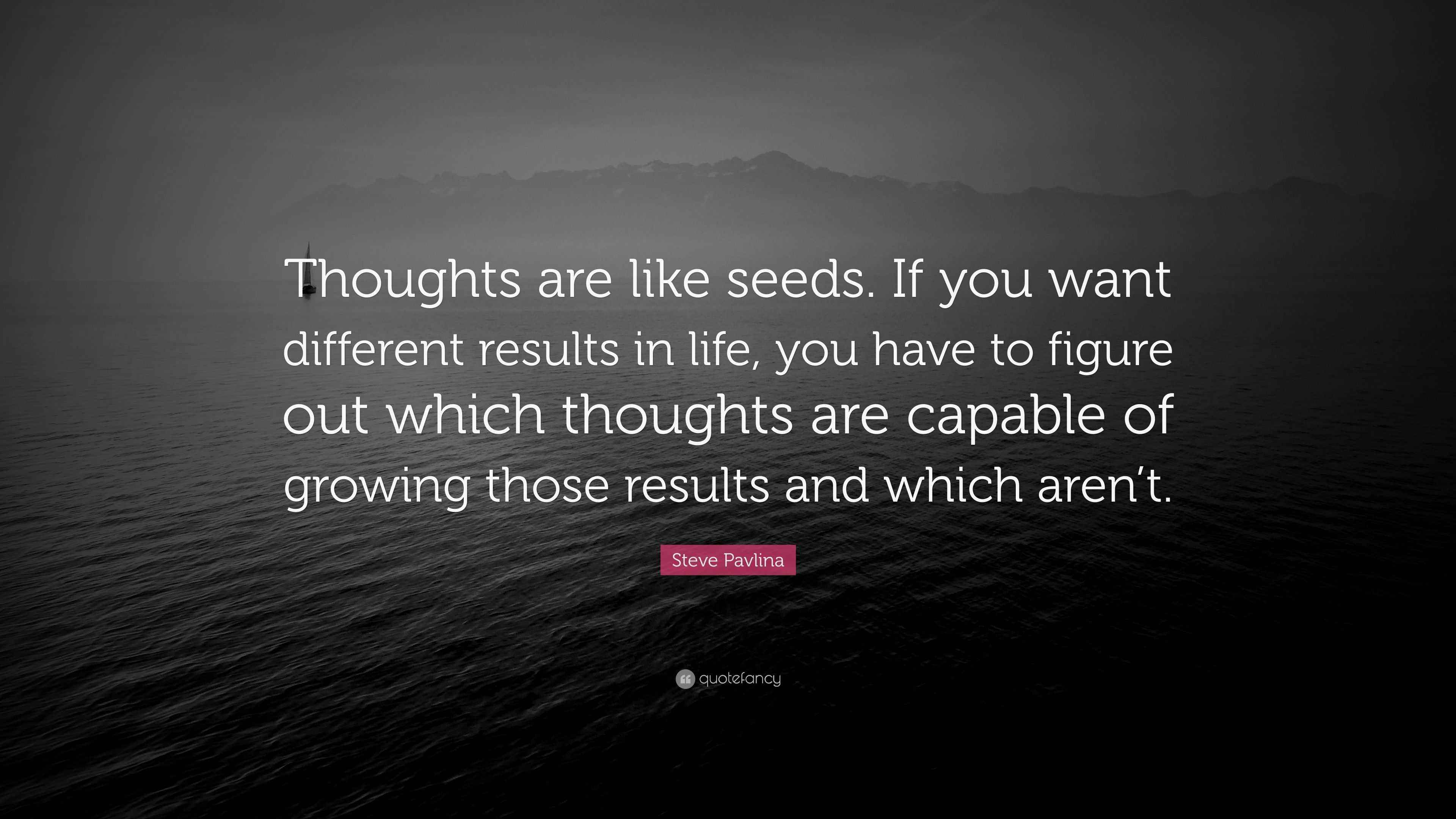 Steve Pavlina Quote: “Thoughts are like seeds. If you want different ...