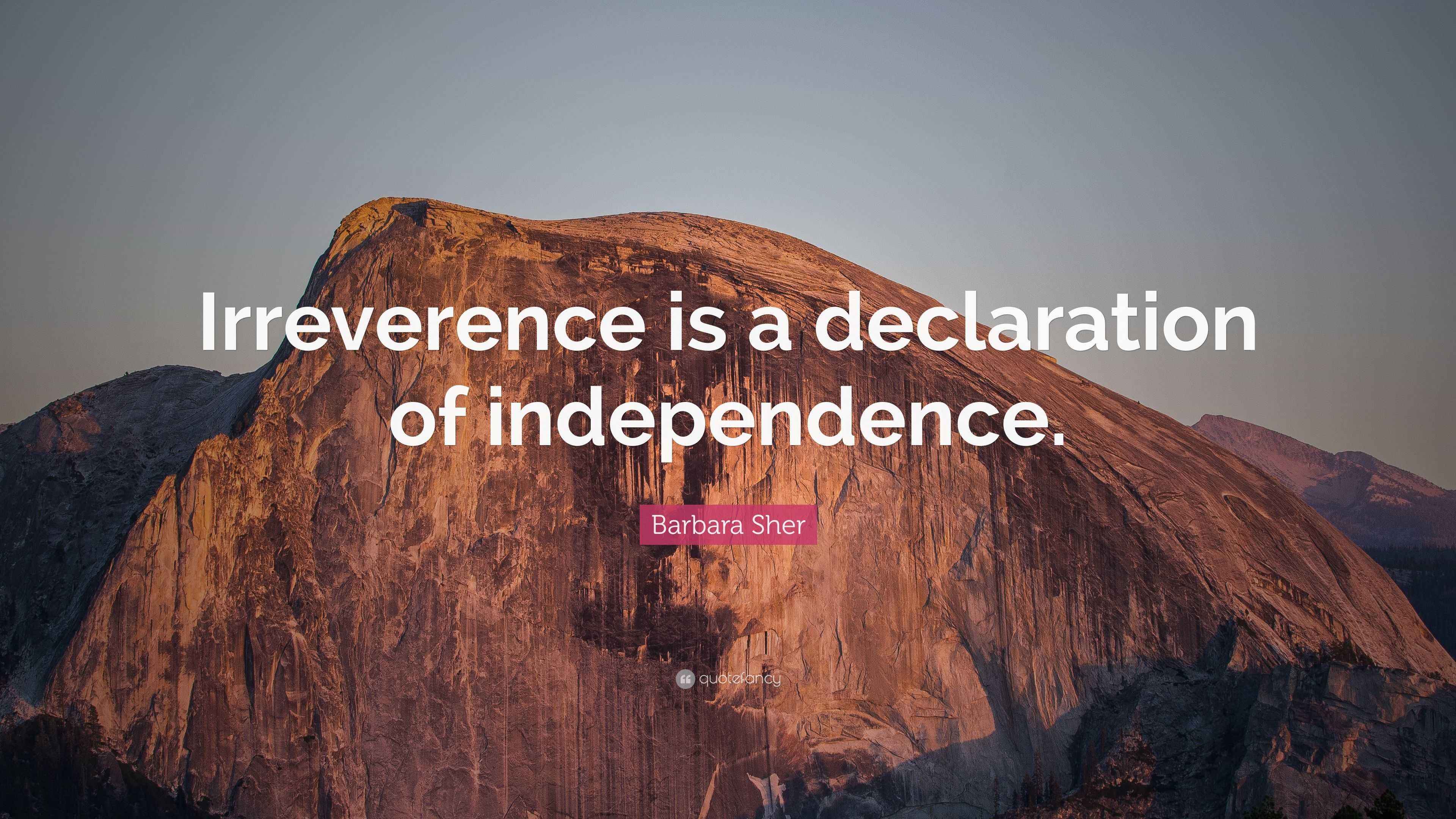 Barbara Sher Quote: “Irreverence is a declaration of independence.”