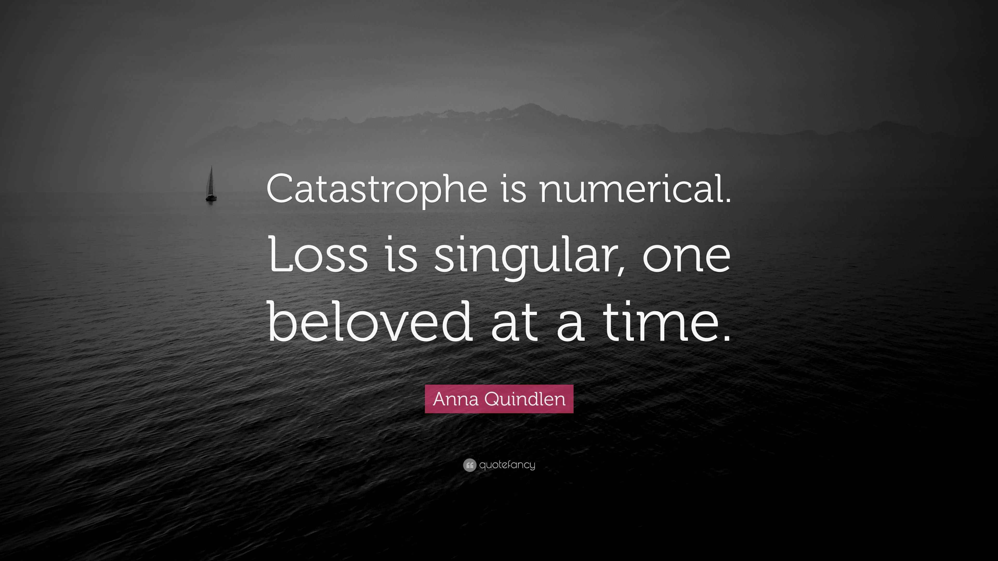 Anna Quindlen Quote: “Catastrophe is numerical. Loss is singular, one ...