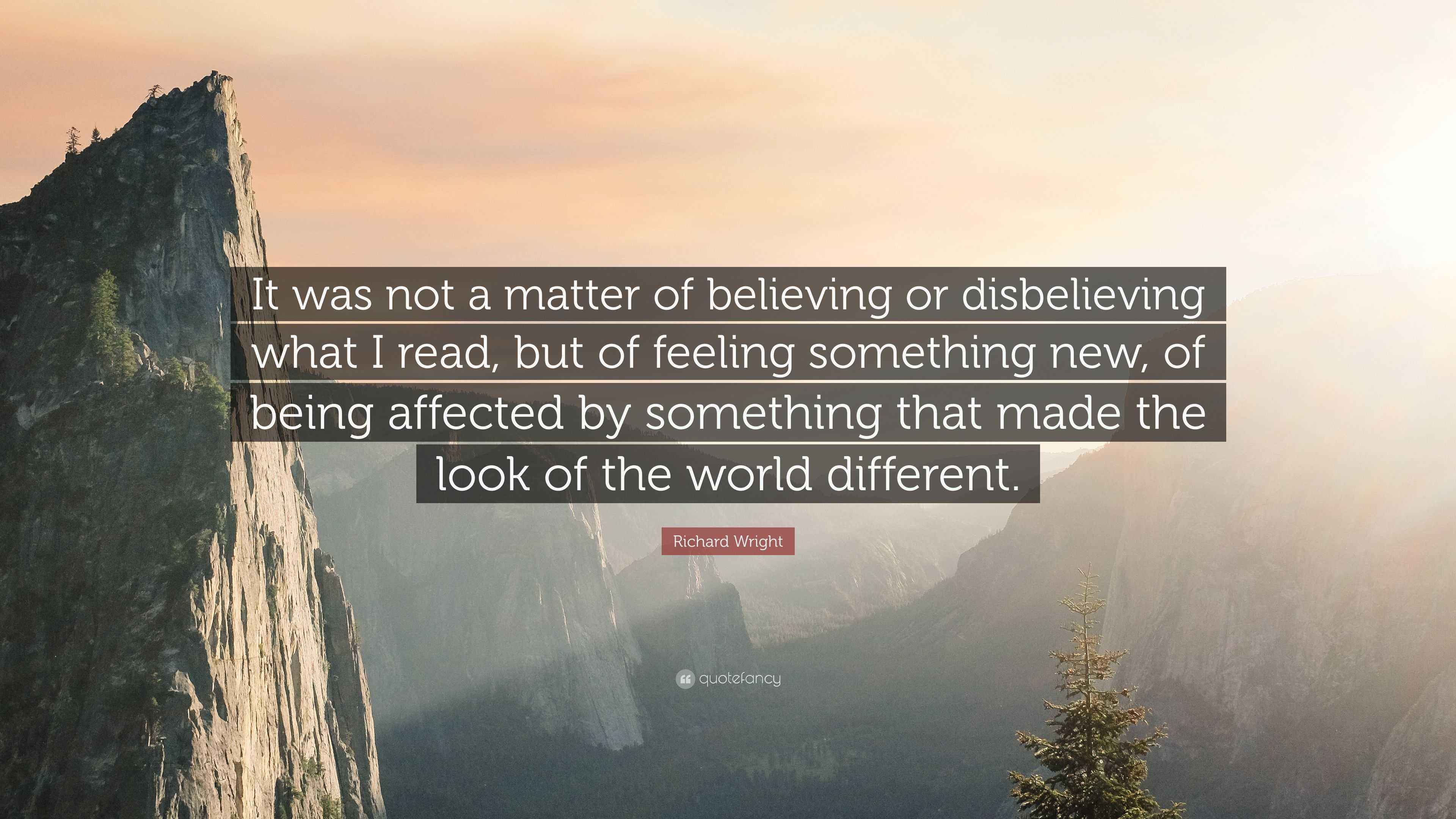 Richard Wright Quote: “It was not a matter of believing or disbelieving ...