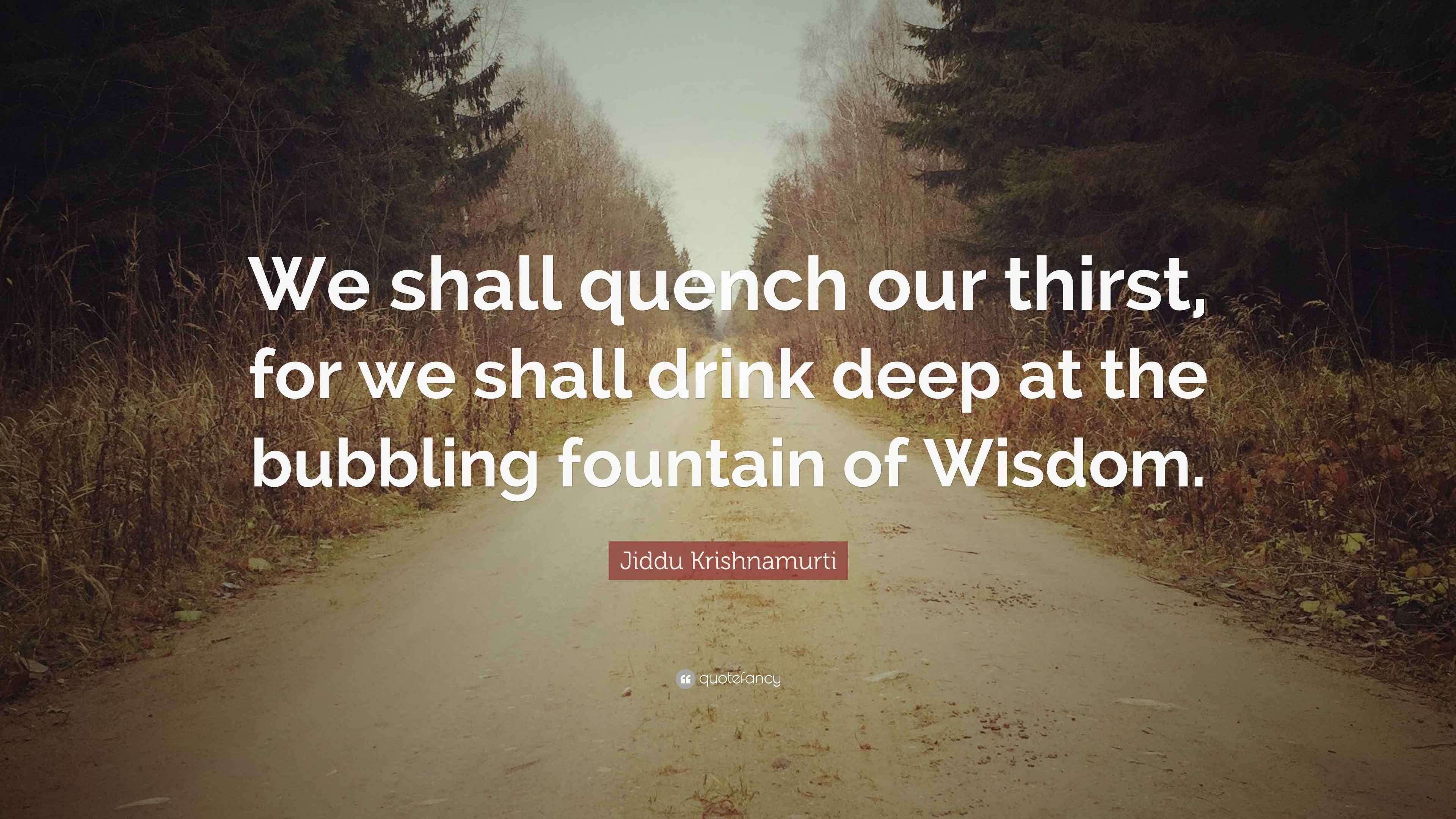Jiddu Krishnamurti Quote: “We shall quench our thirst, for we shall ...