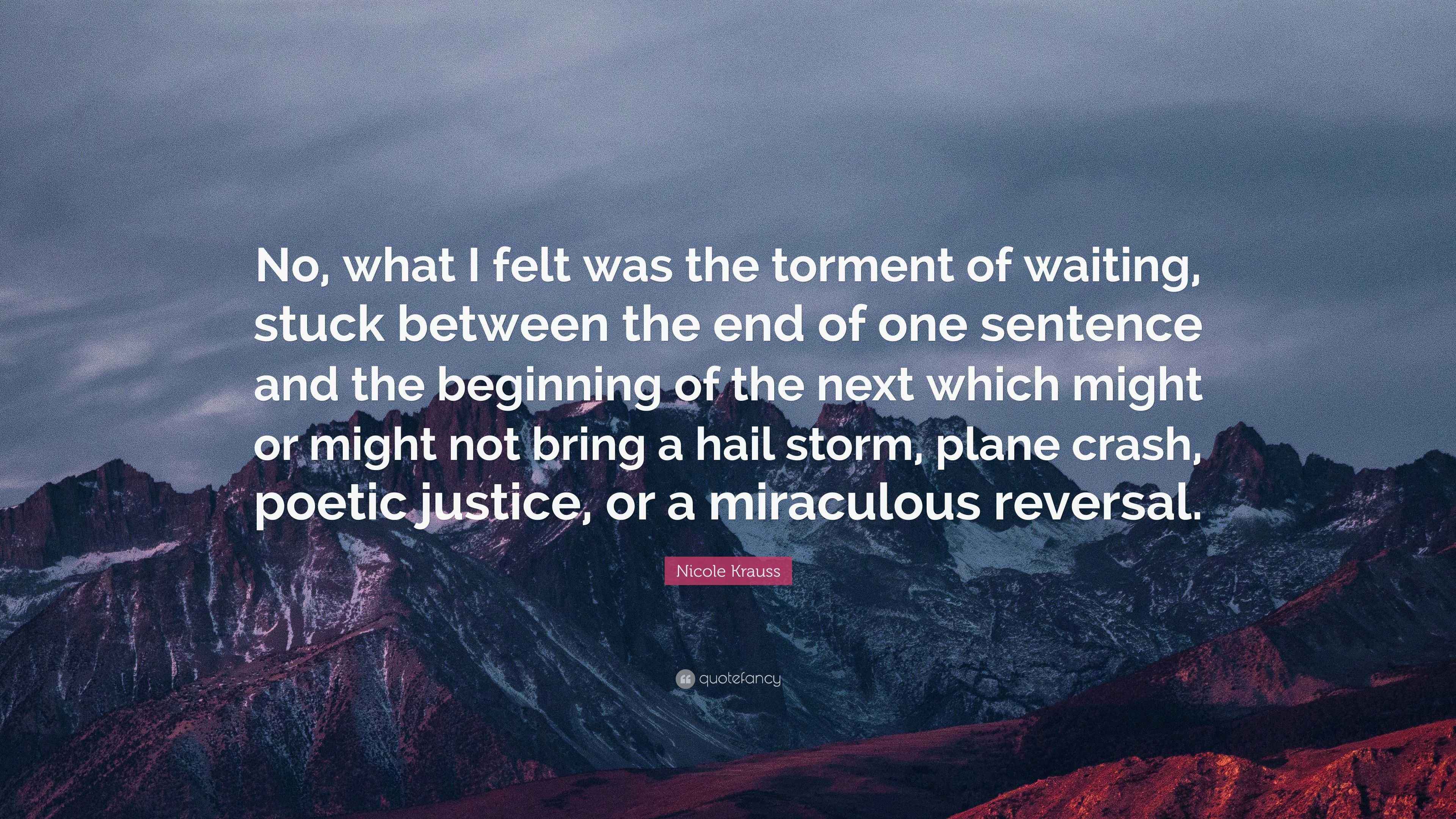 Nicole Krauss Quote: “No, what I felt was the torment of waiting, stuck ...