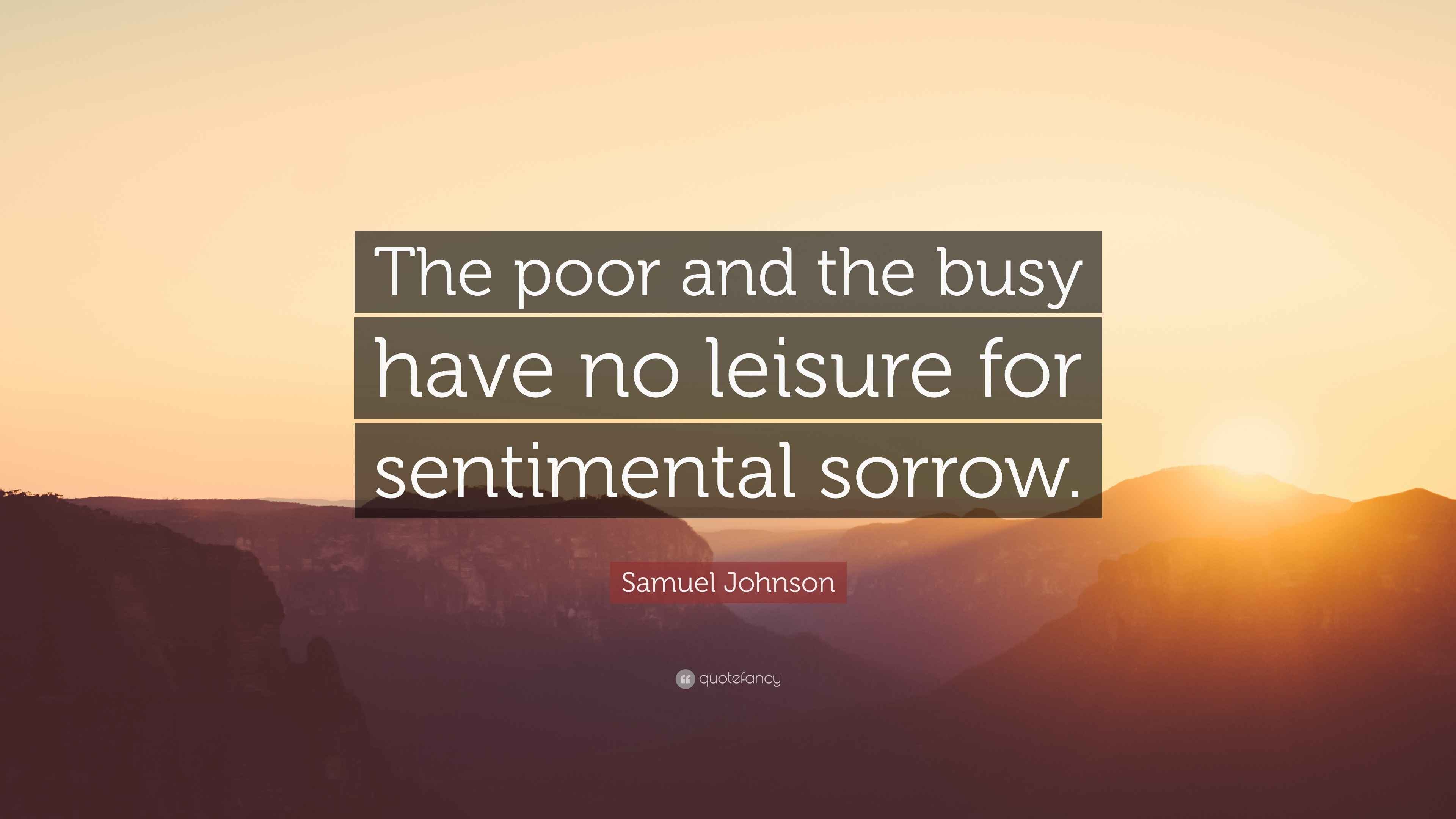 Samuel Johnson Quote: “The poor and the busy have no leisure for ...
