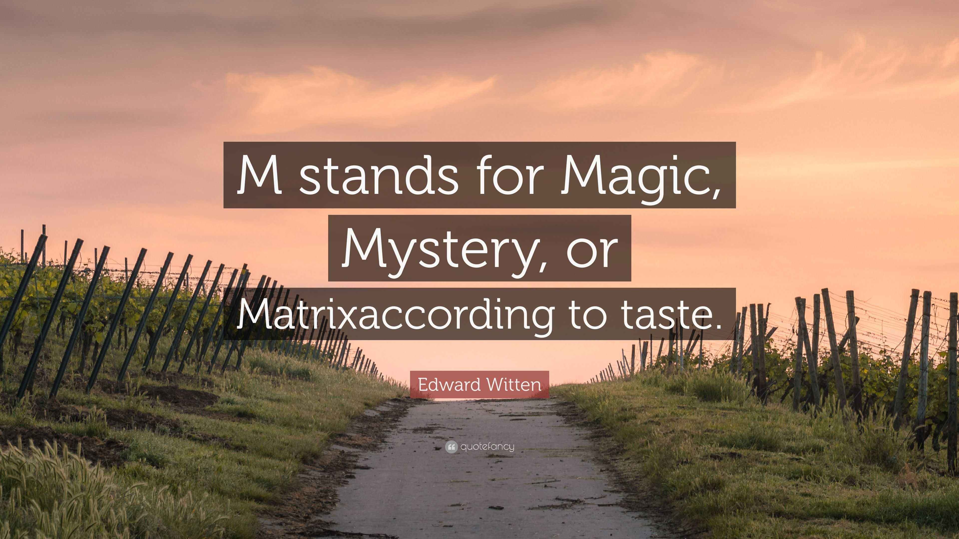 Edward Witten Quote: “M stands for Magic, Mystery, or Matrixaccording ...
