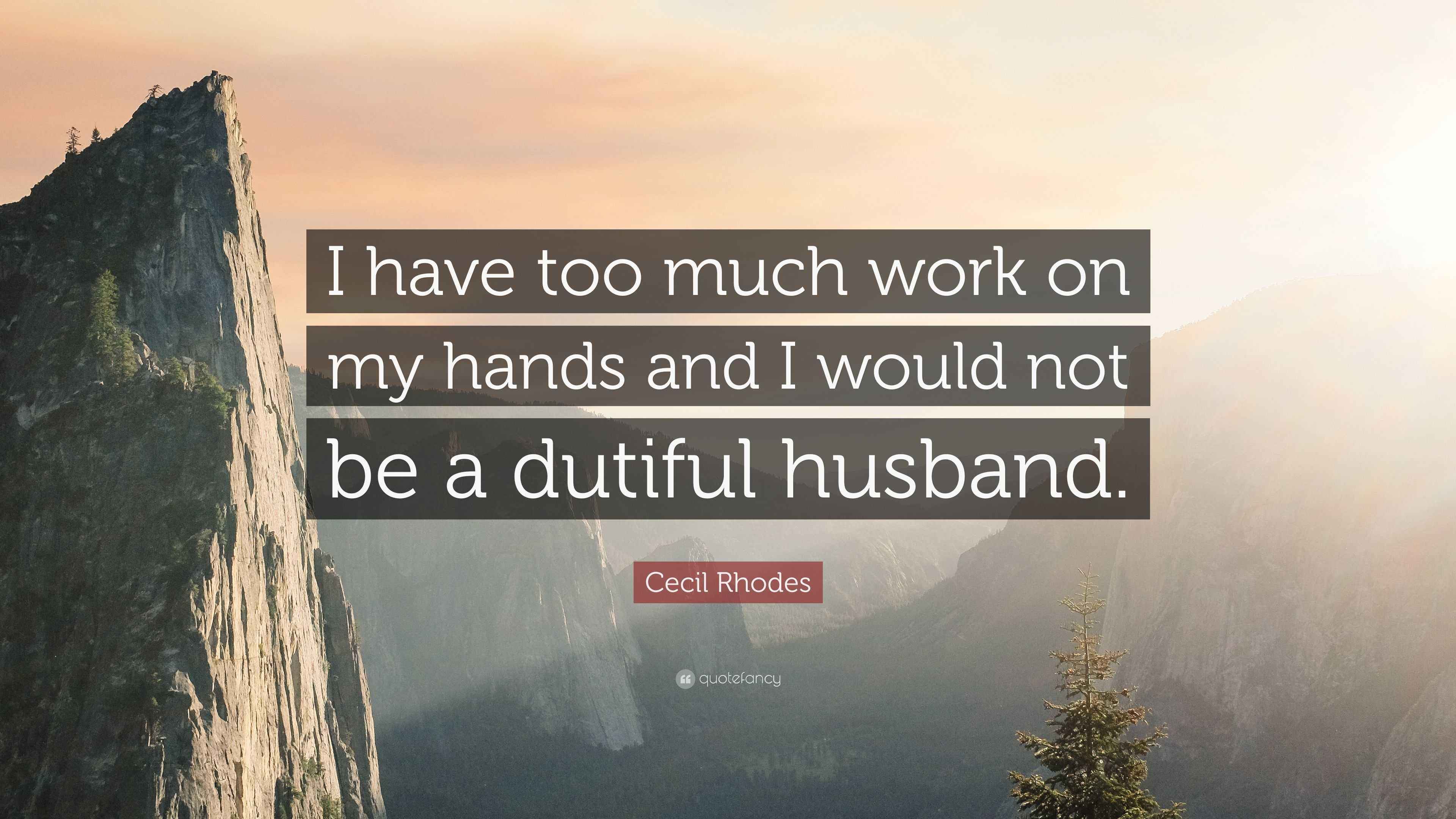 Cecil Rhodes Quote: “I have too much work on my hands and I would not ...
