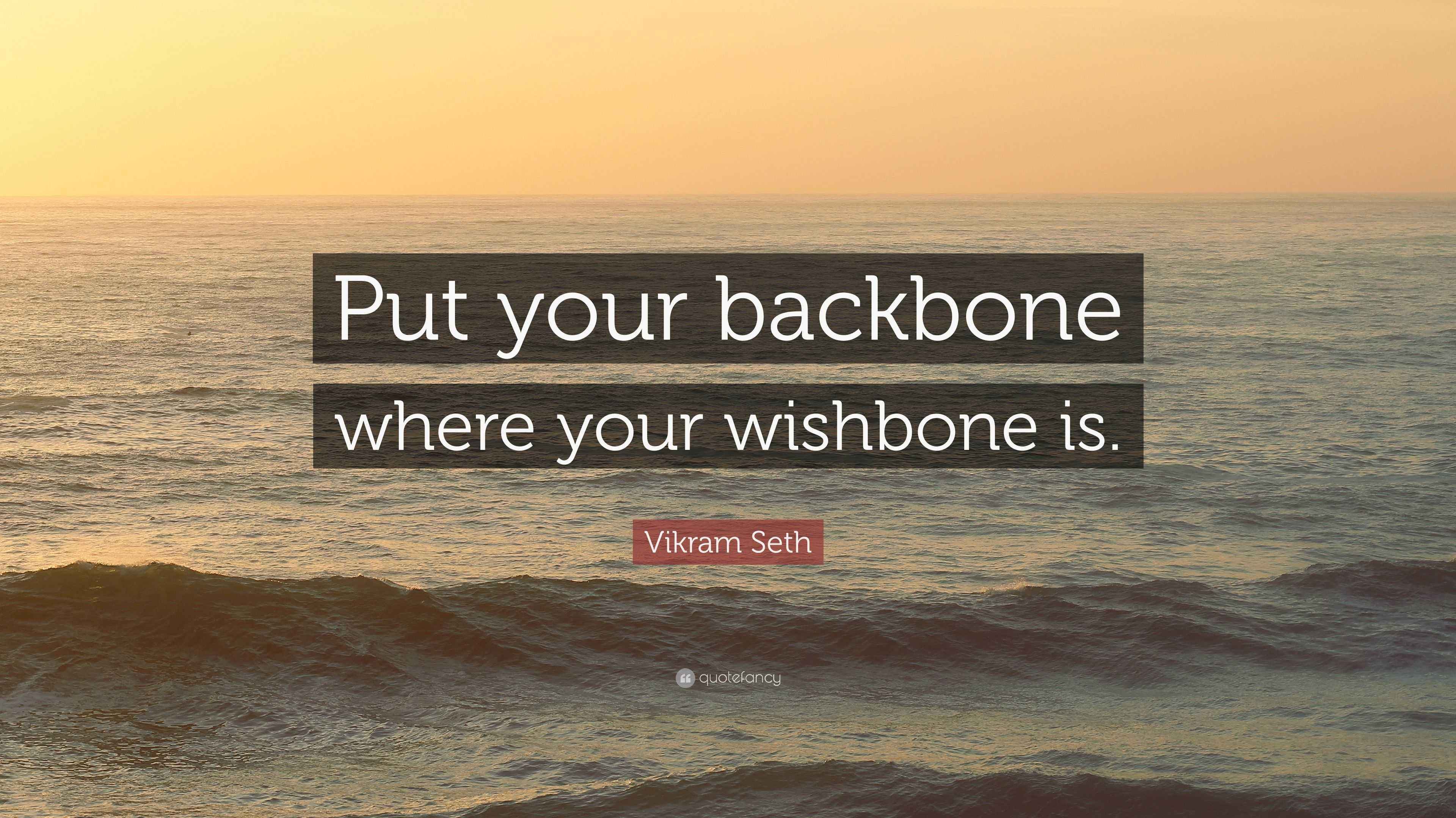 Vikram Seth Quote: “Put your backbone where your wishbone is.”