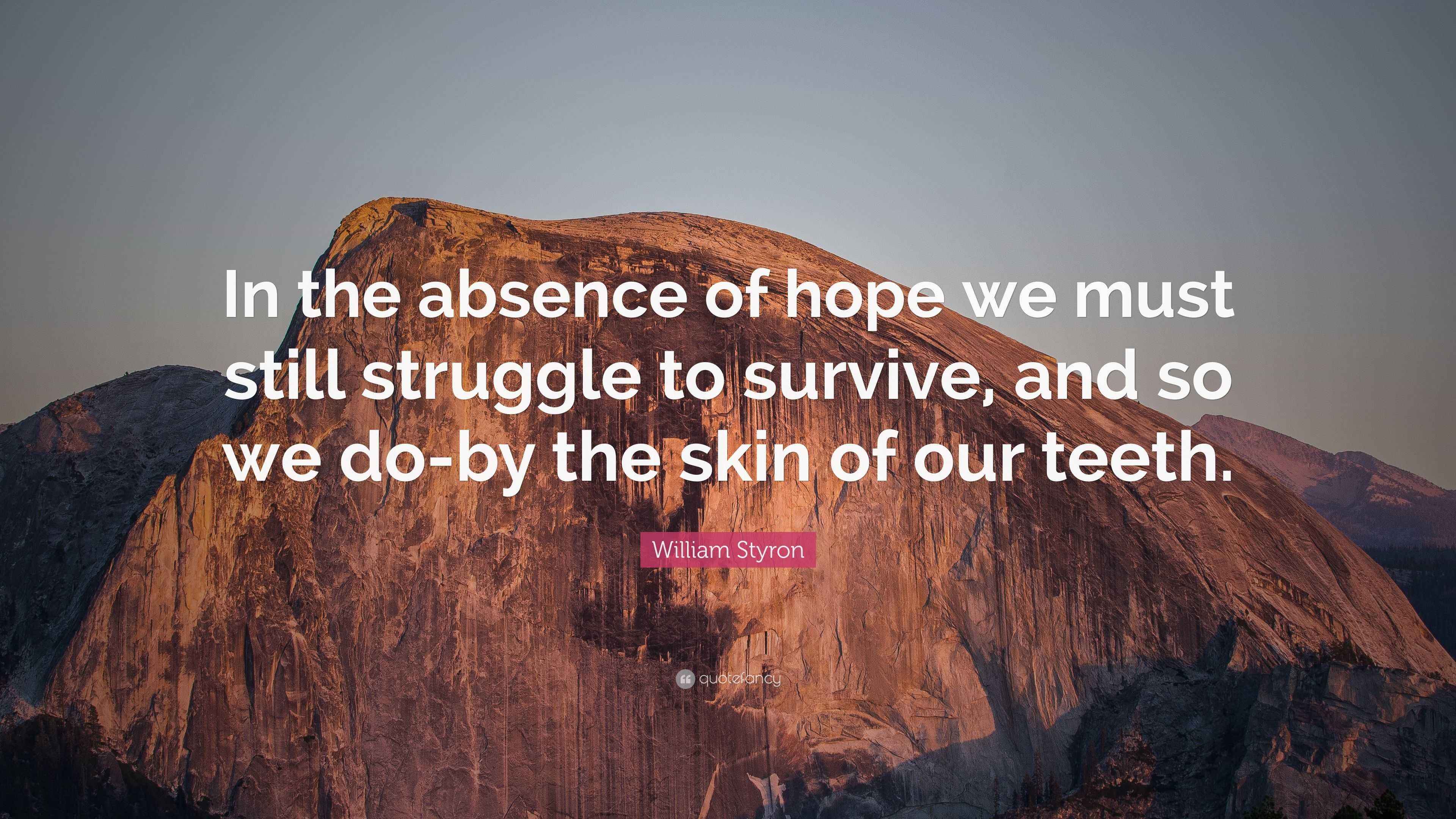 William Styron Quote: “In the absence of hope we must still struggle to ...