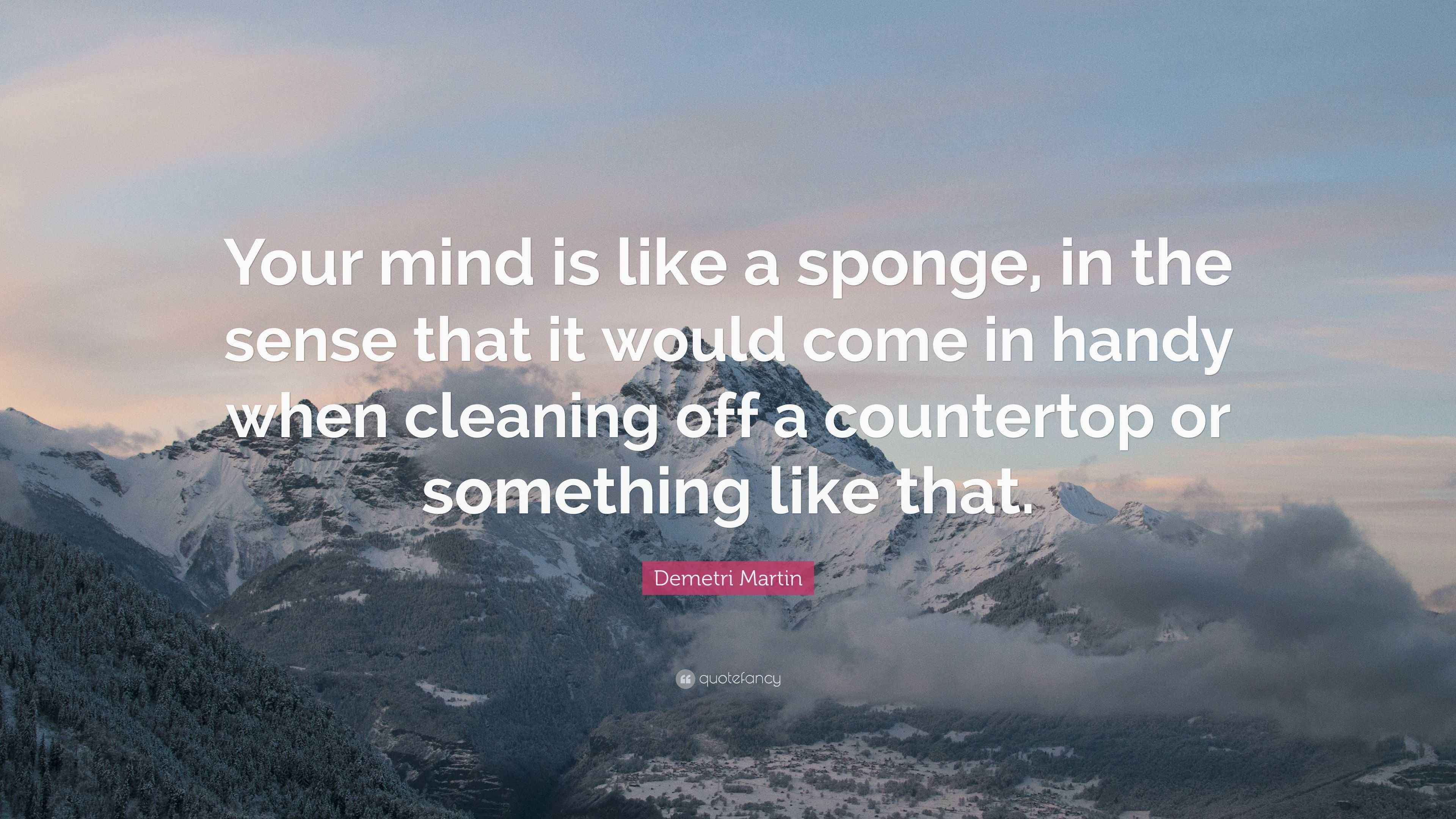 Demetri Martin Quote: “Your mind is like a sponge, in the sense that it ...