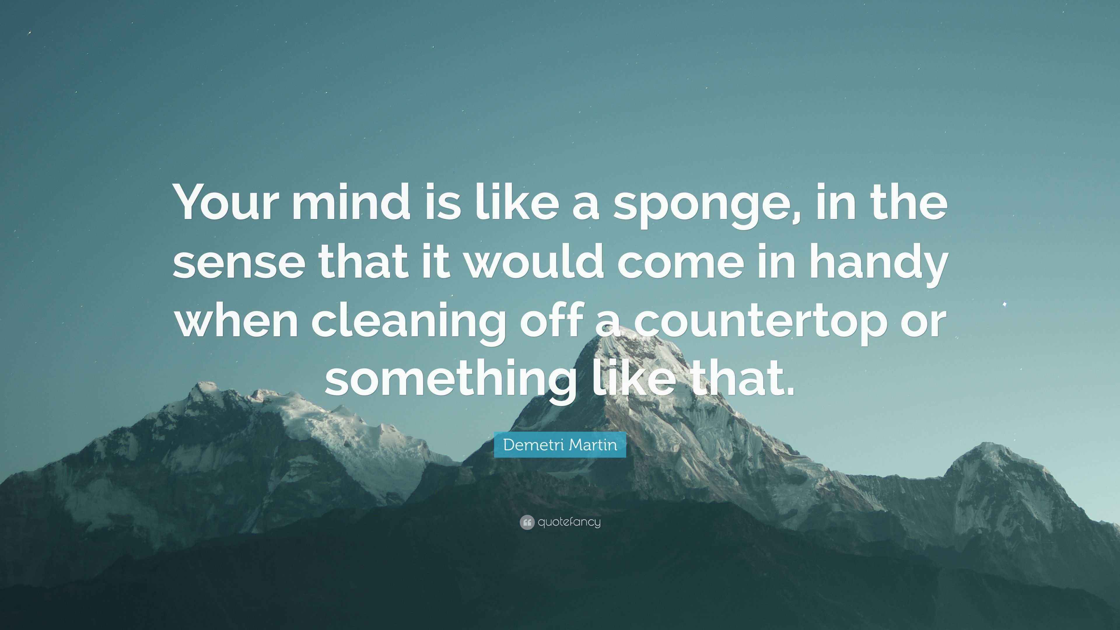 Demetri Martin Quote: “Your mind is like a sponge, in the sense that it ...