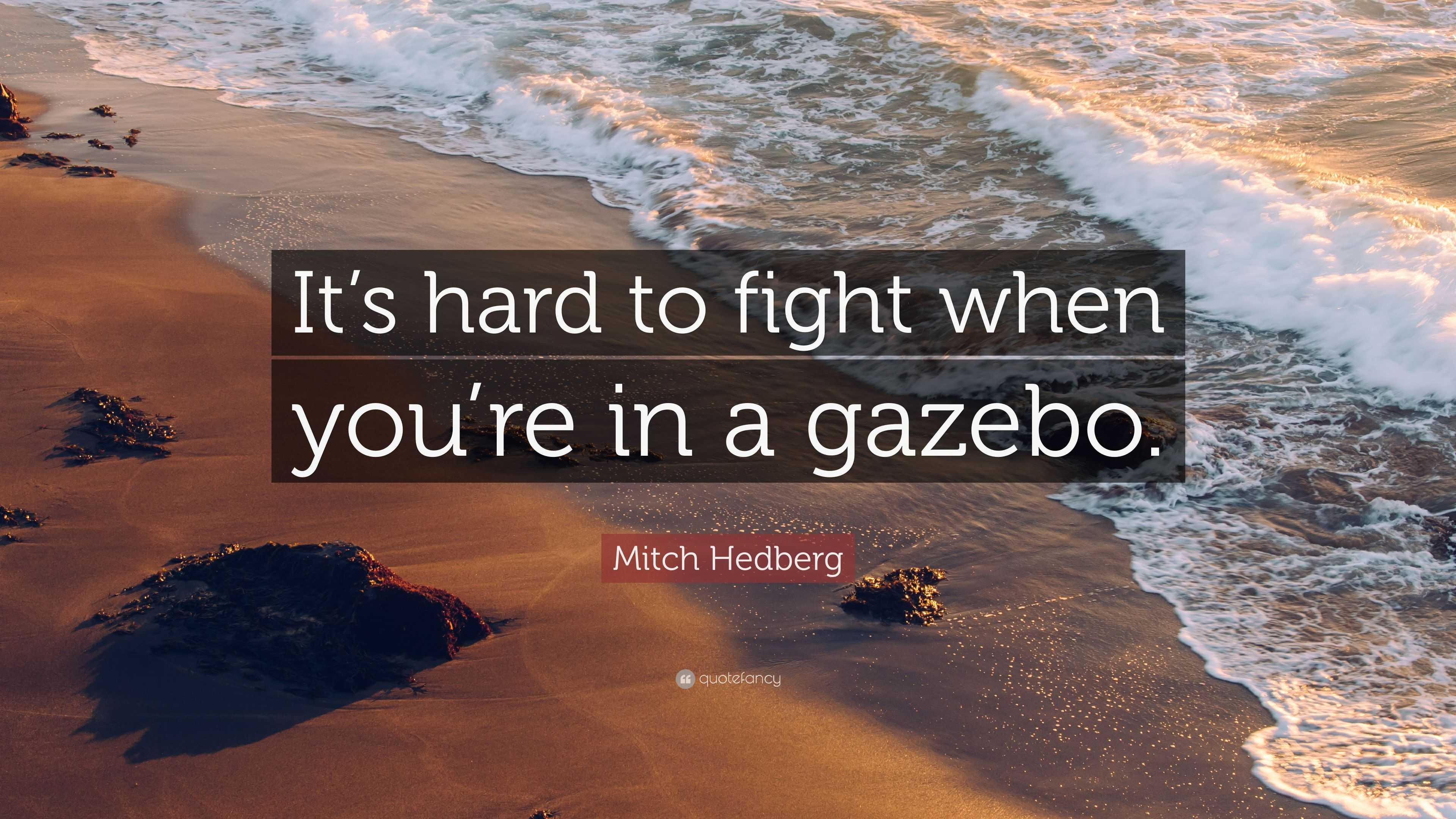 Mitch Hedberg Quote: “It’s hard to fight when you’re in a gazebo.”