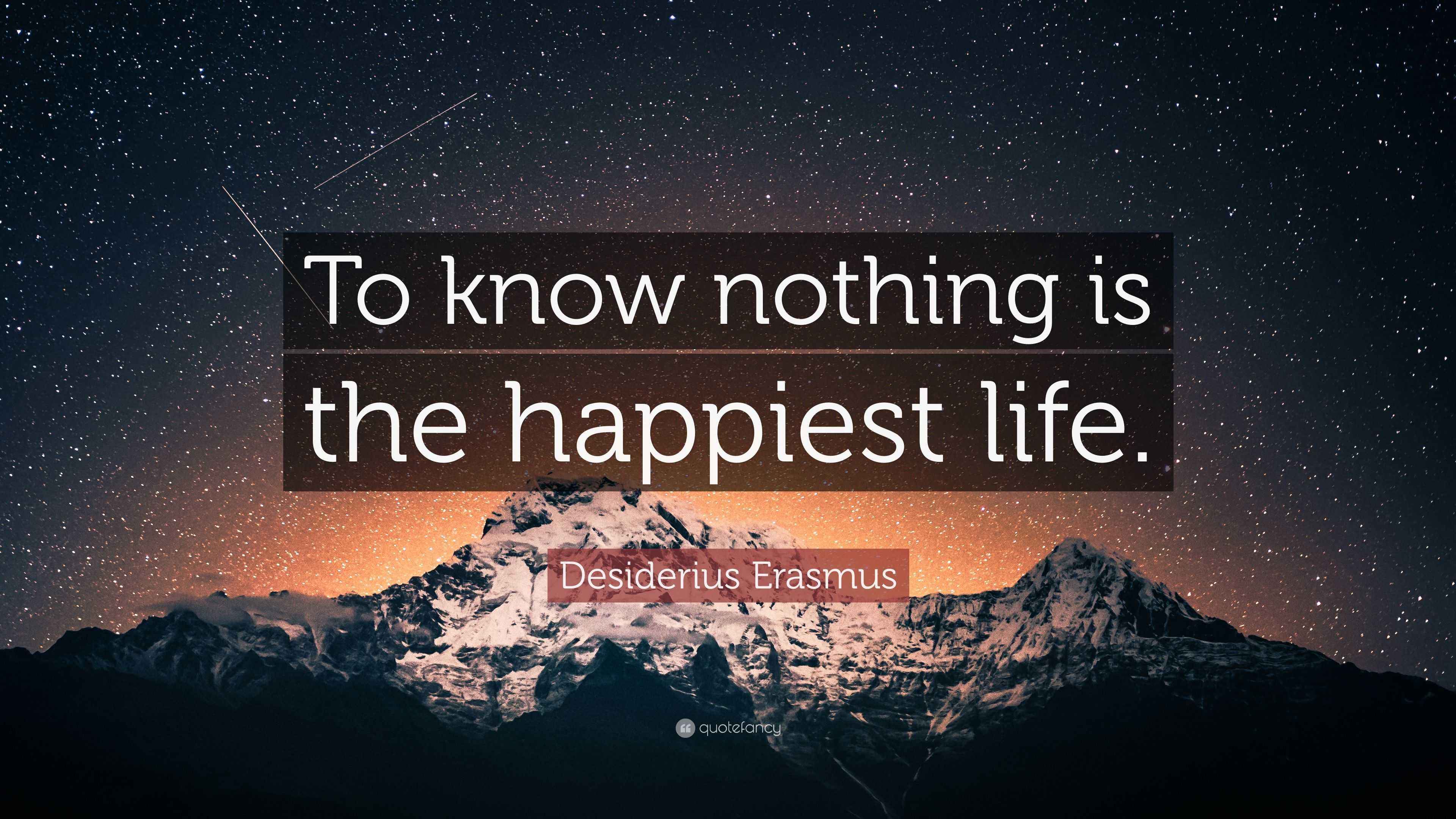 Desiderius Erasmus Quote: “To know nothing is the happiest life.”