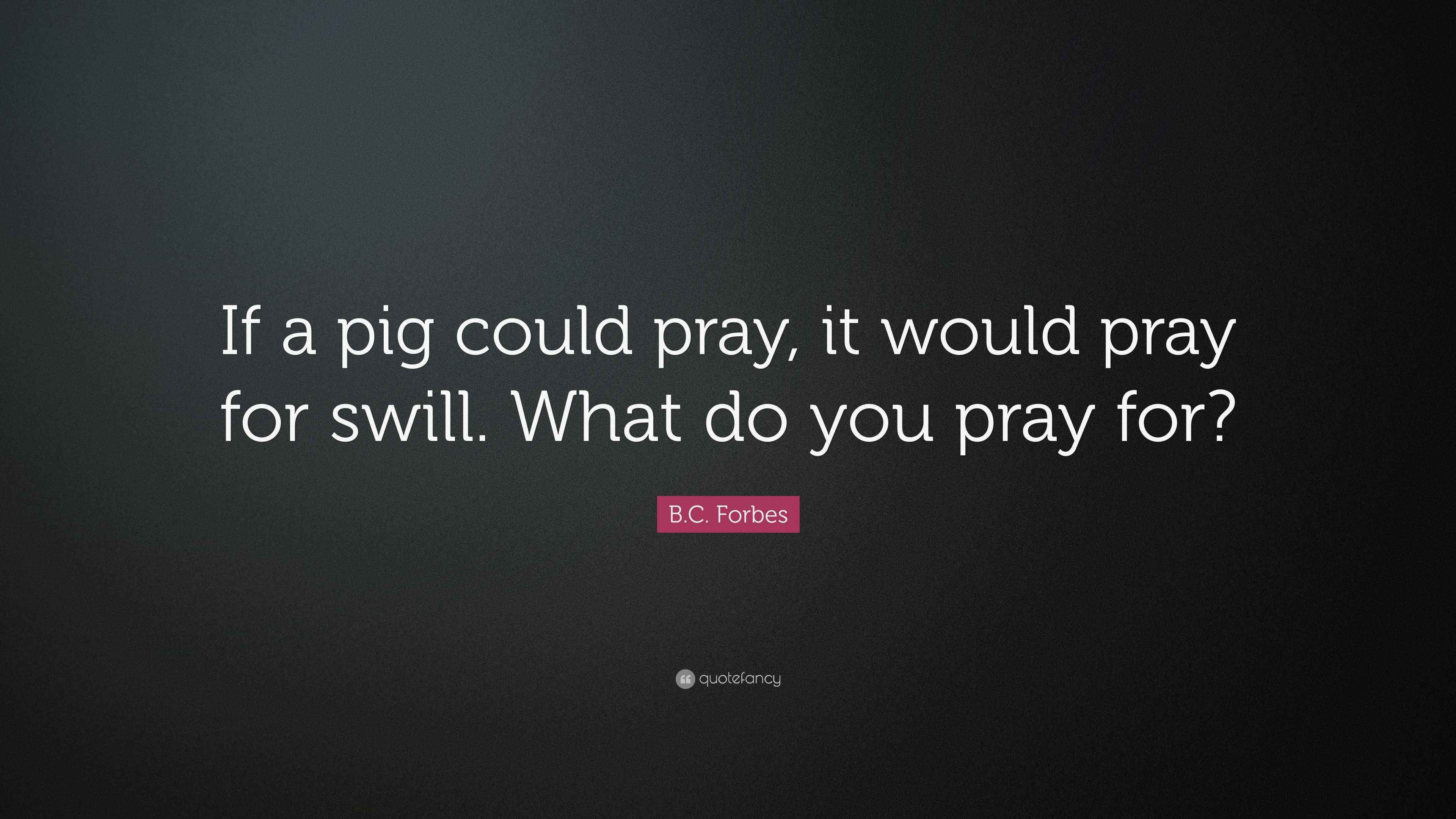 B.C. Forbes Quote: “If a pig could pray, it would pray for swill. What ...