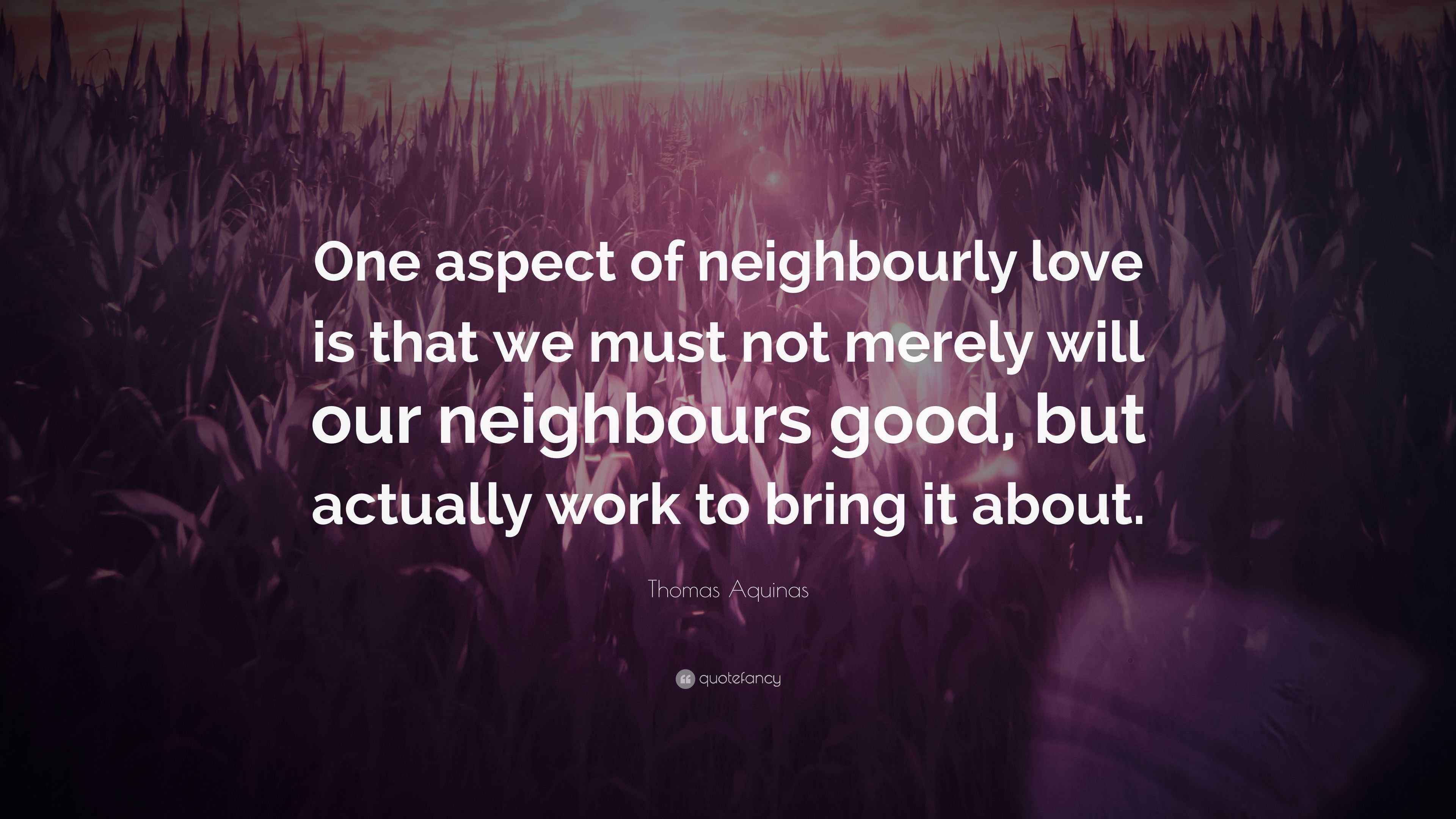 Thomas Aquinas Quote: “One aspect of neighbourly love is that we must ...