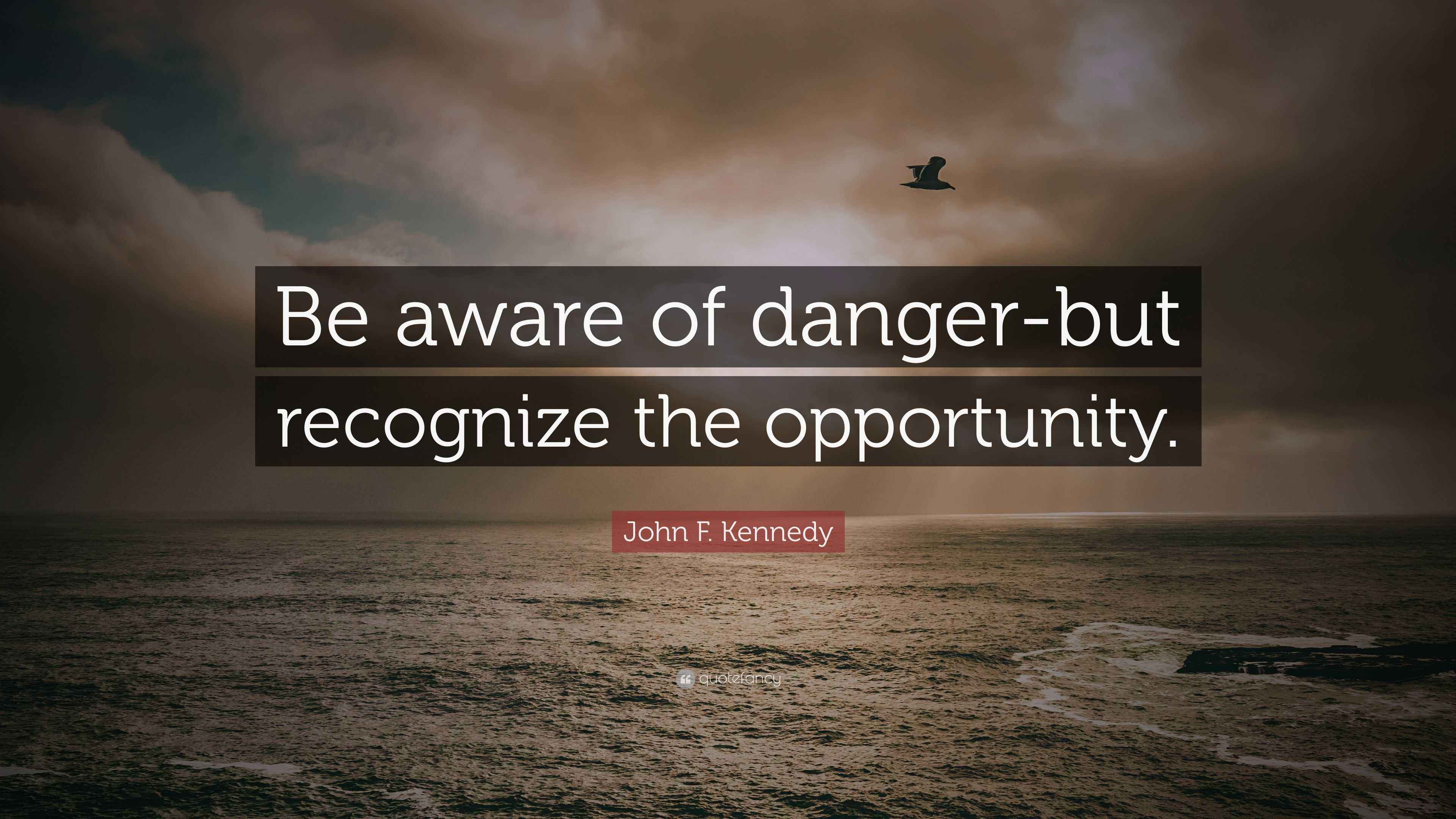 John F. Kennedy Quote: “Be aware of danger-but recognize the opportunity.”