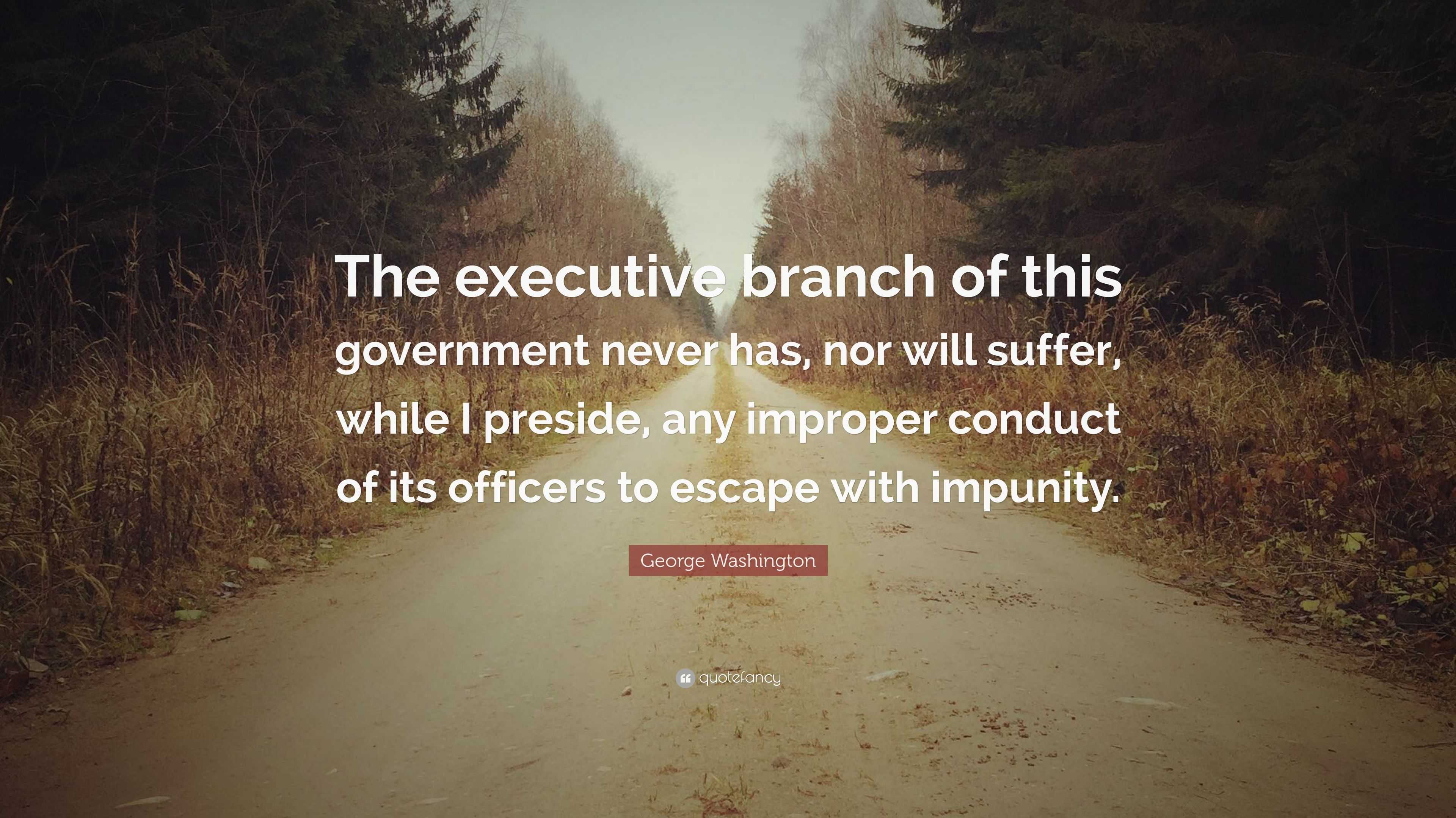 George Washington Quote: “The executive branch of this government never ...