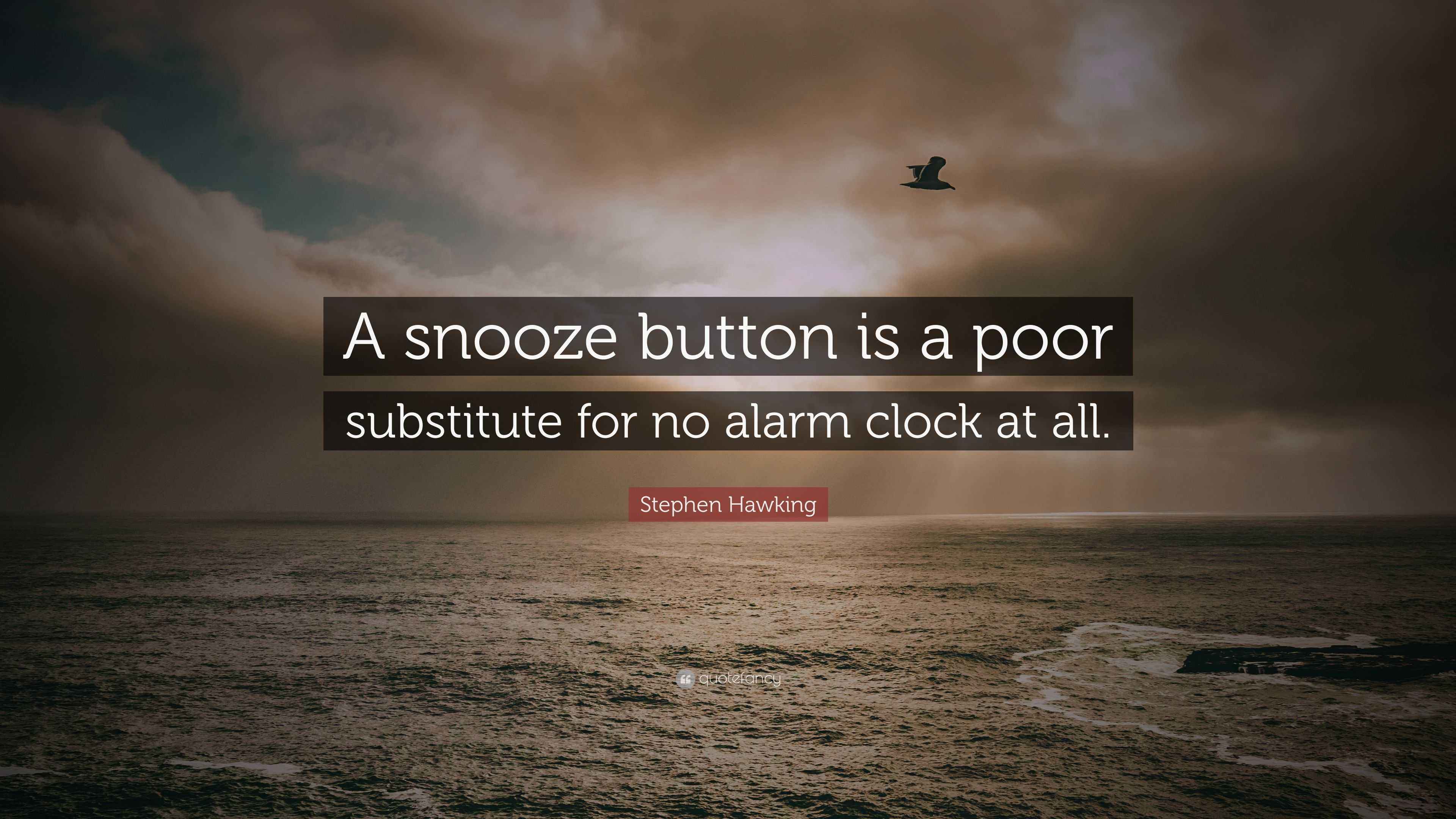 Stephen Hawking Quote: “A snooze button is a poor substitute for no ...