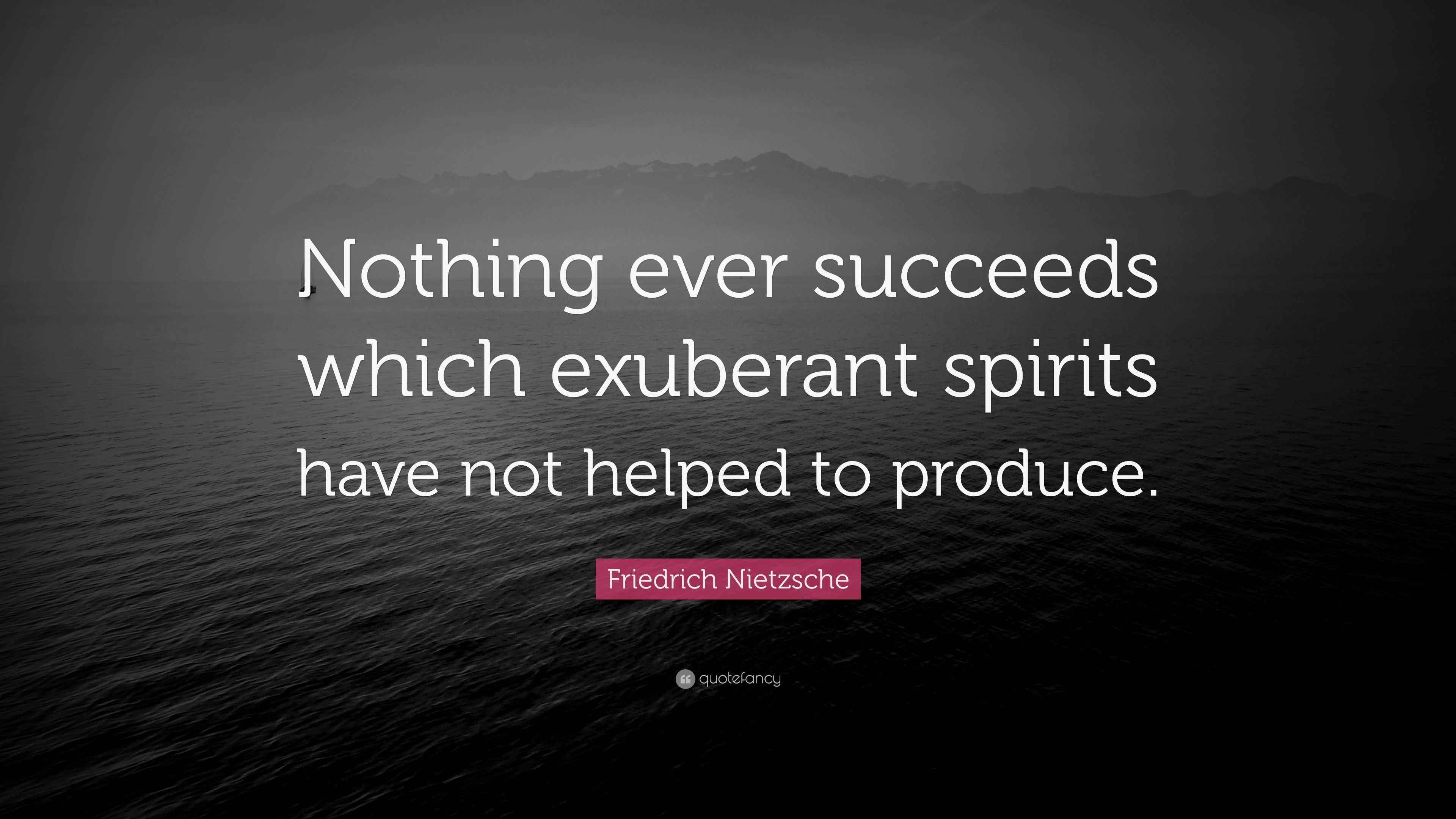 Friedrich Nietzsche Quote: “Nothing ever succeeds which exuberant ...