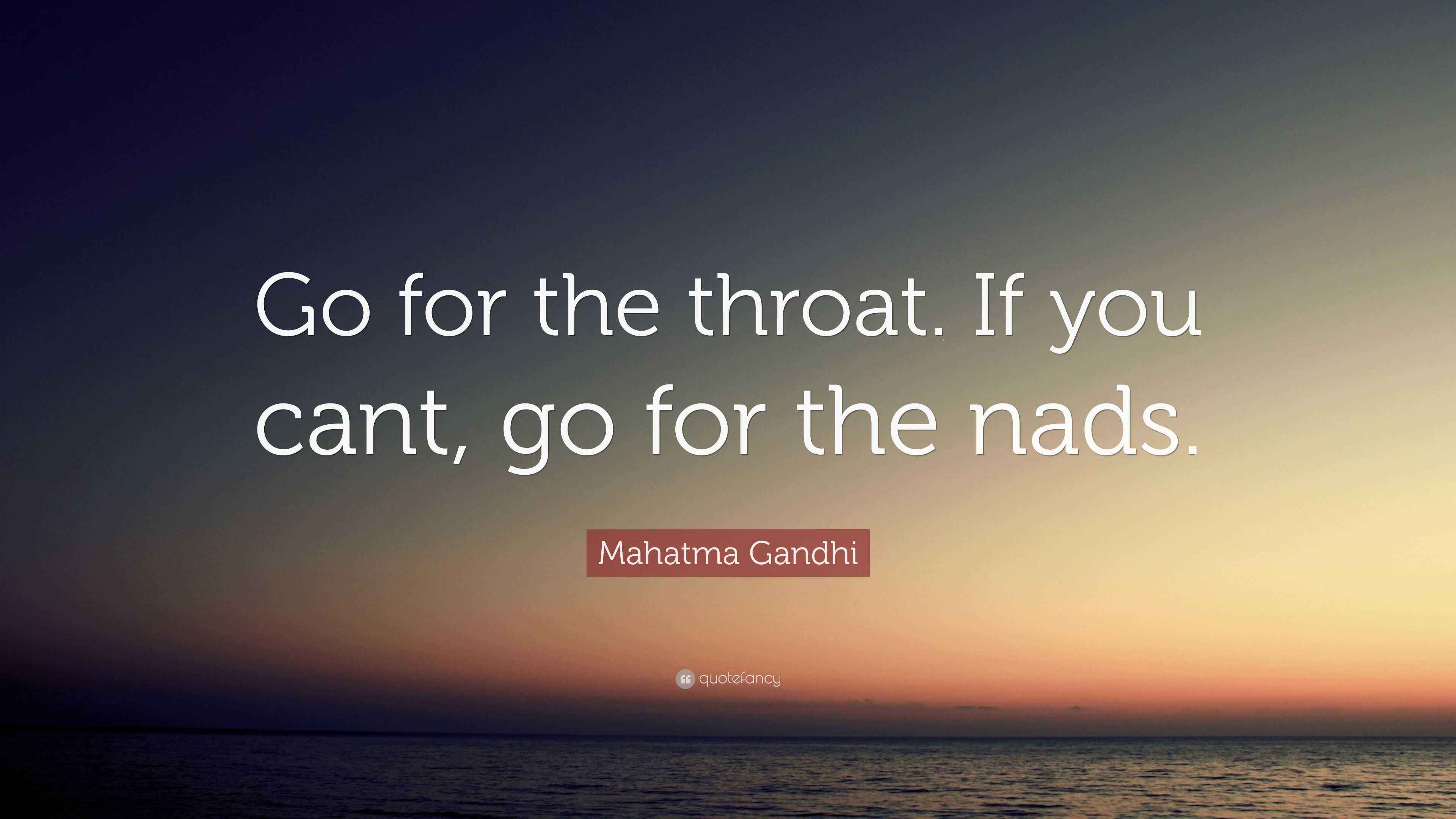 Mahatma Gandhi Quote: “Go for the throat. If you cant, go for the nads.”