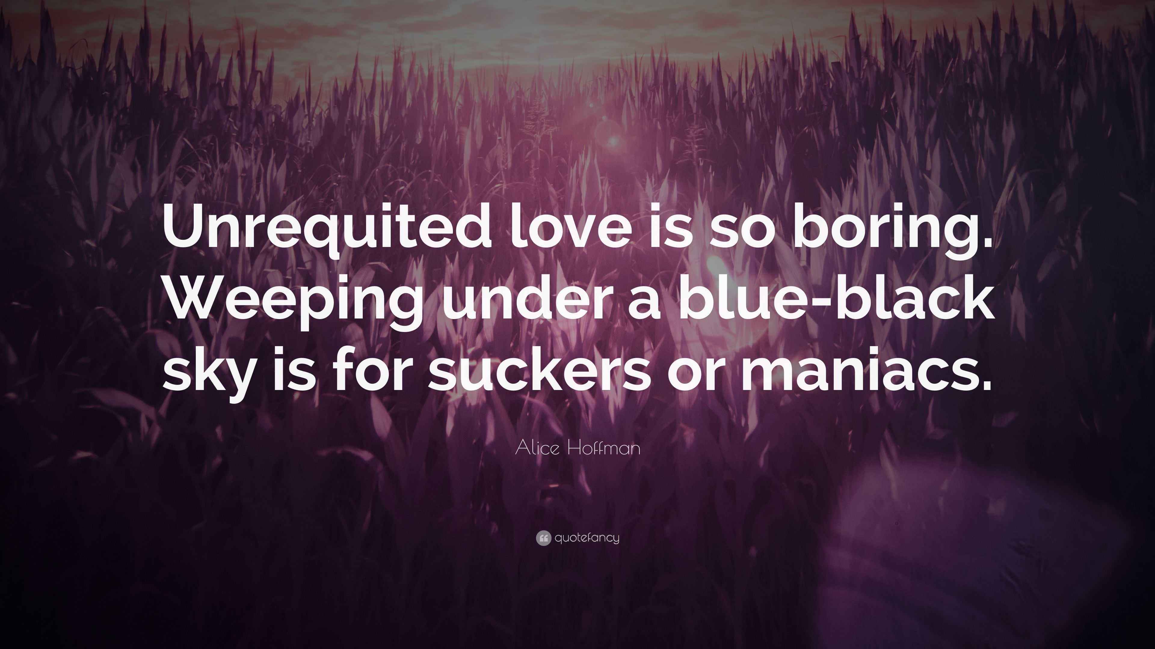 Alice Hoffman Quote: “Unrequited love is so boring. Weeping under a ...