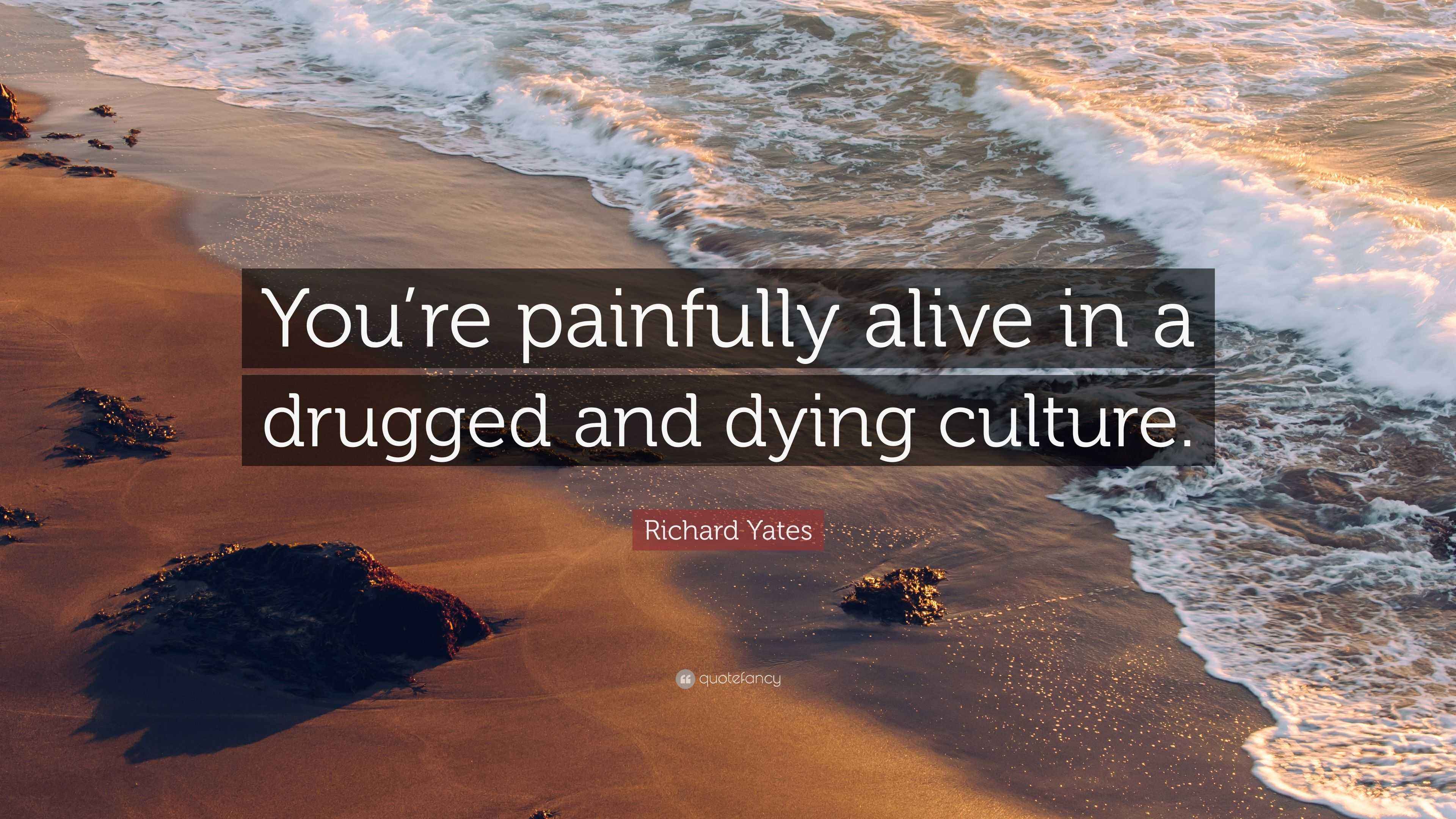 Richard Yates Quote: “You’re painfully alive in a drugged and dying ...