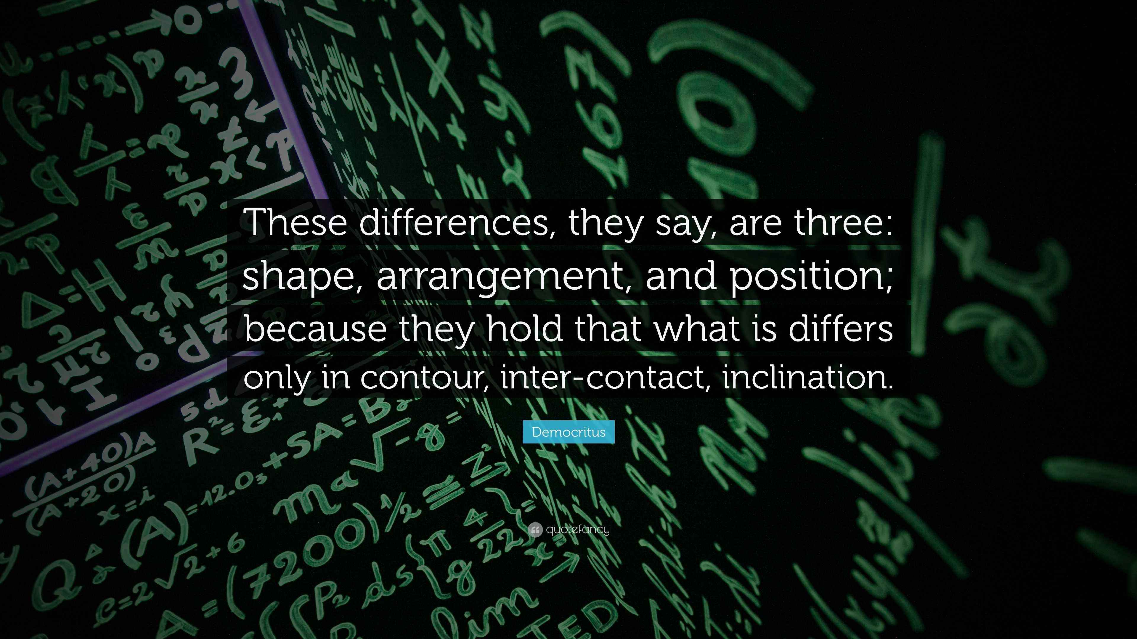 Democritus Quote: “These differences, they say, are three: shape ...