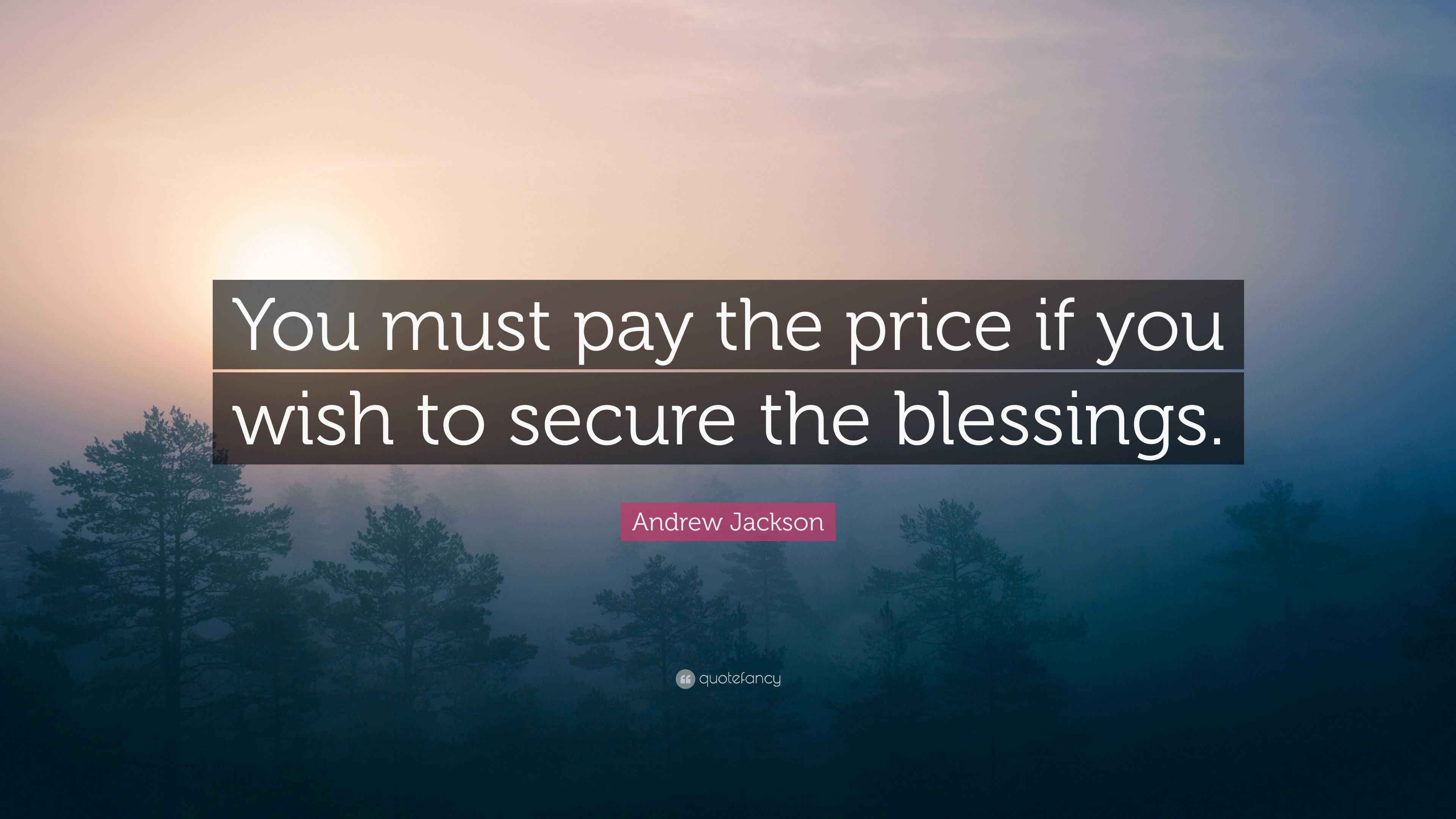 Andrew Jackson Quote: “You must pay the price if you wish to secure the ...