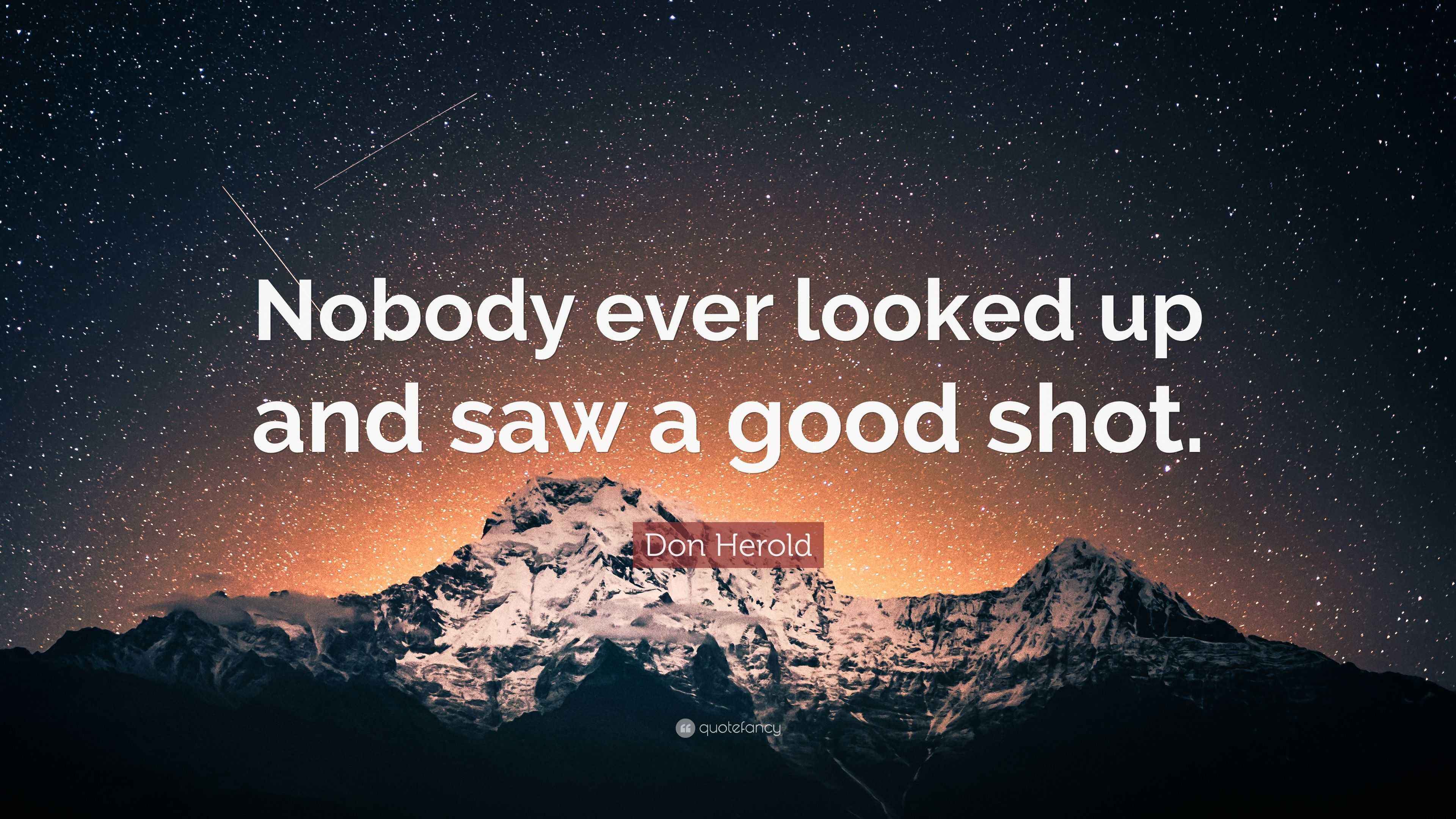 Don Herold Quote: “Nobody ever looked up and saw a good shot.”
