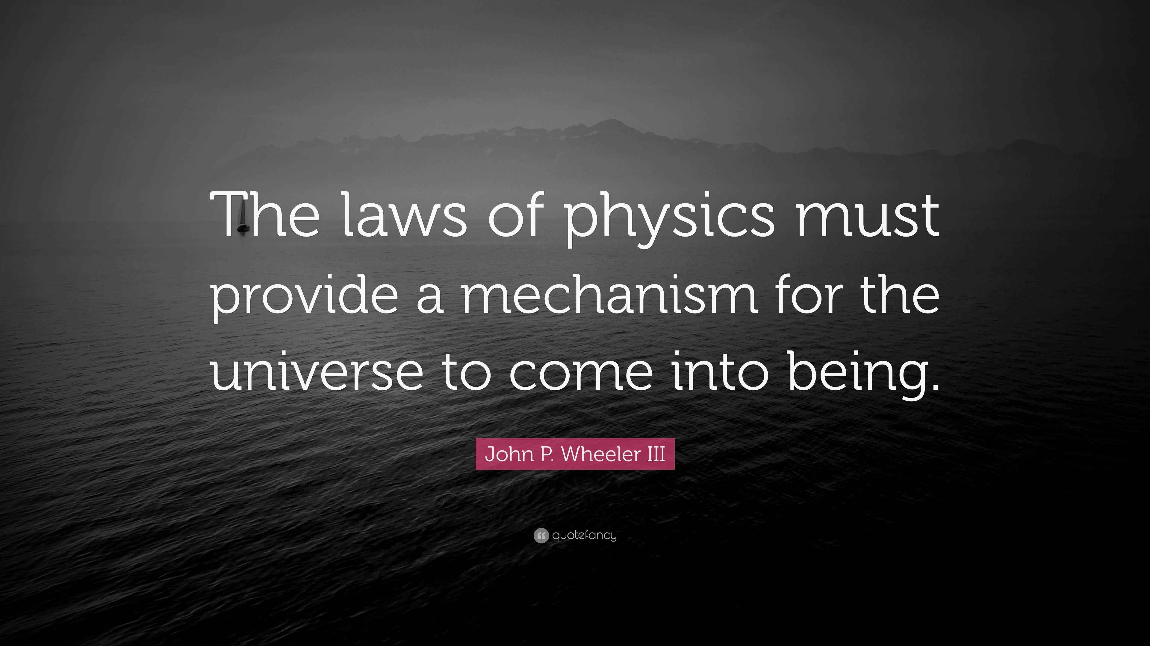 John P. Wheeler III Quote: “The laws of physics must provide a ...