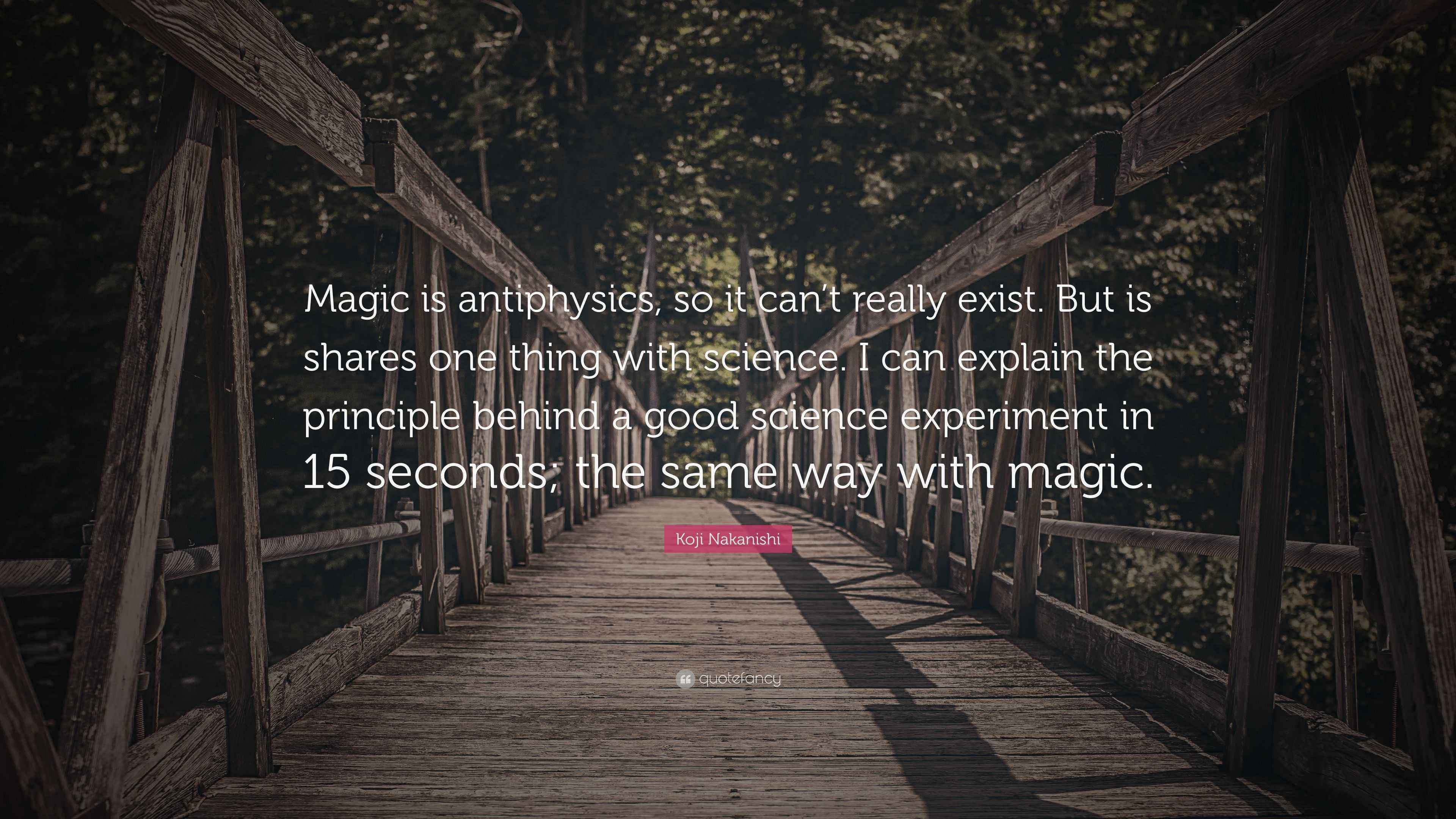Koji Nakanishi Quote: “Magic is antiphysics, so it can’t really exist ...