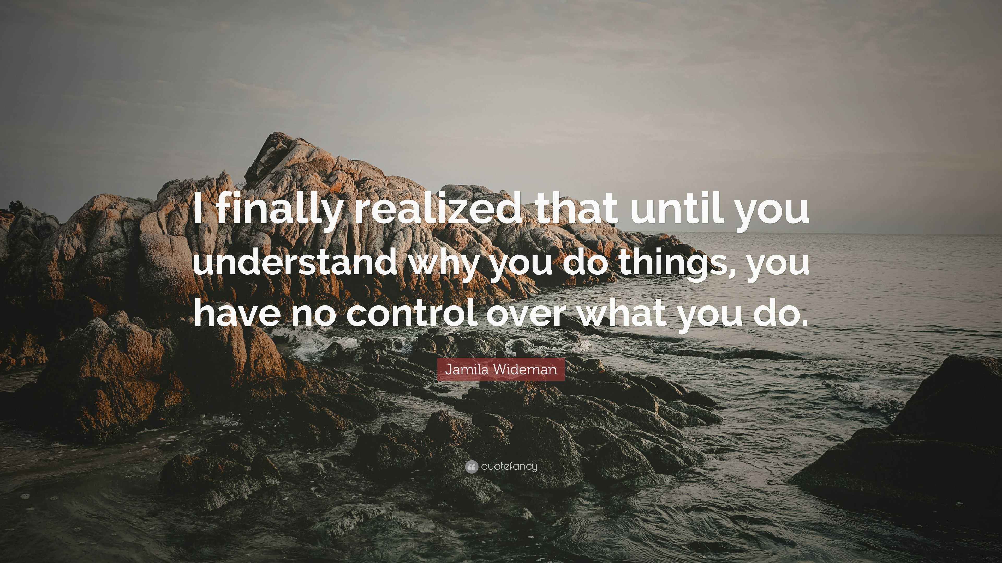 Jamila Wideman Quote: “I finally realized that until you understand why ...