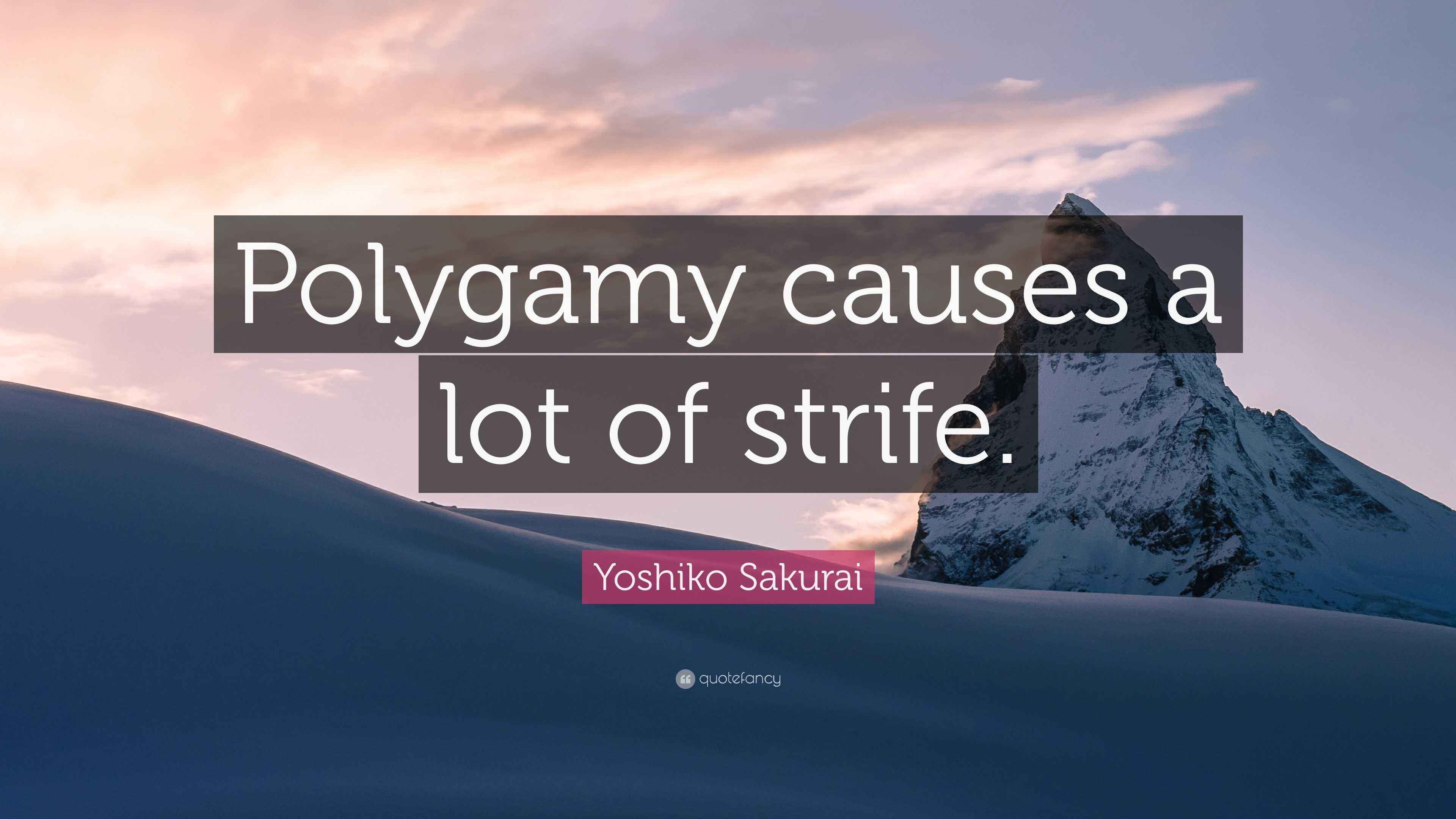 Yoshiko Sakurai Quote: “Polygamy causes a lot of strife.”