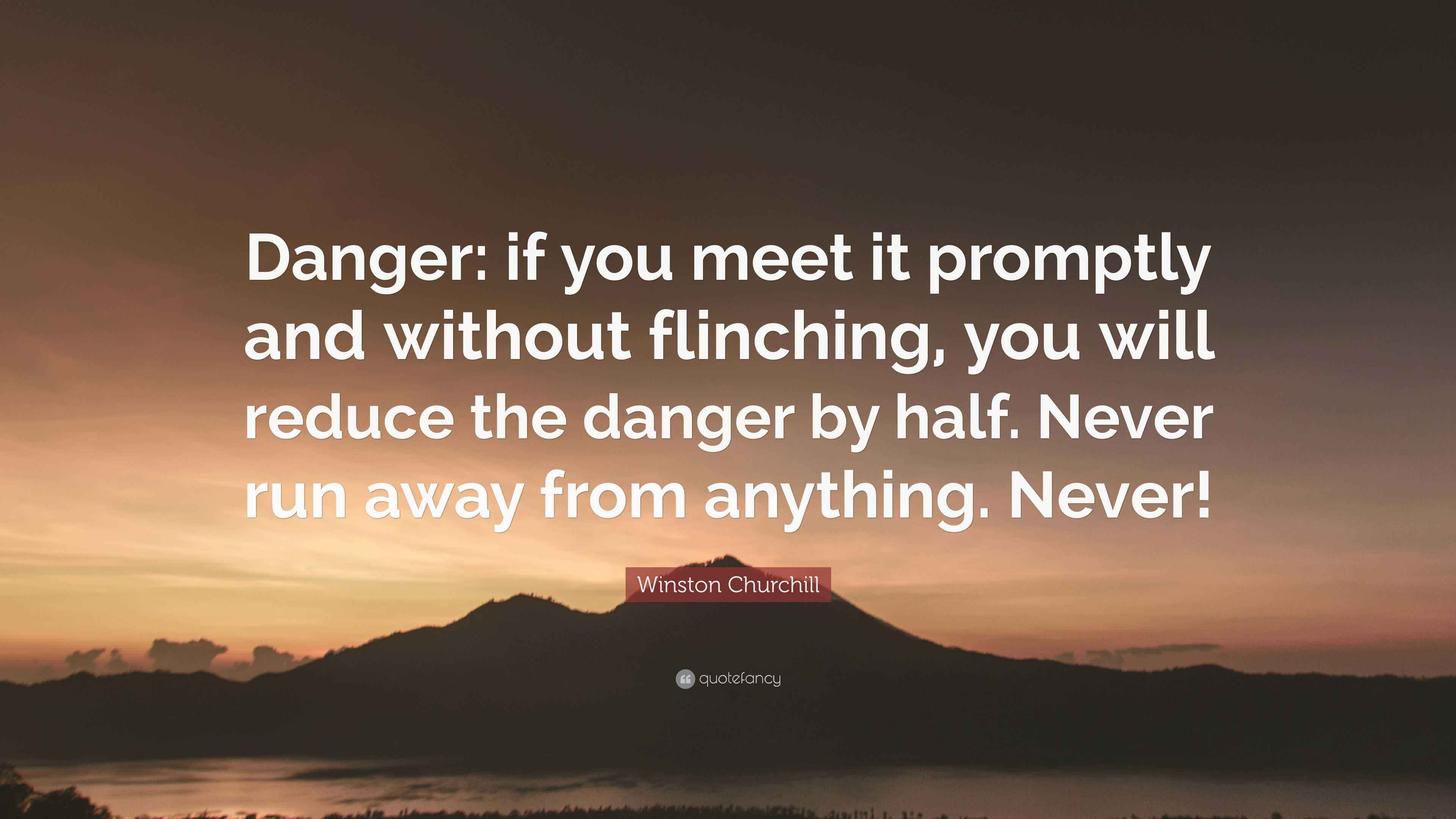 Winston Churchill Quote: “Danger: if you meet it promptly and without ...