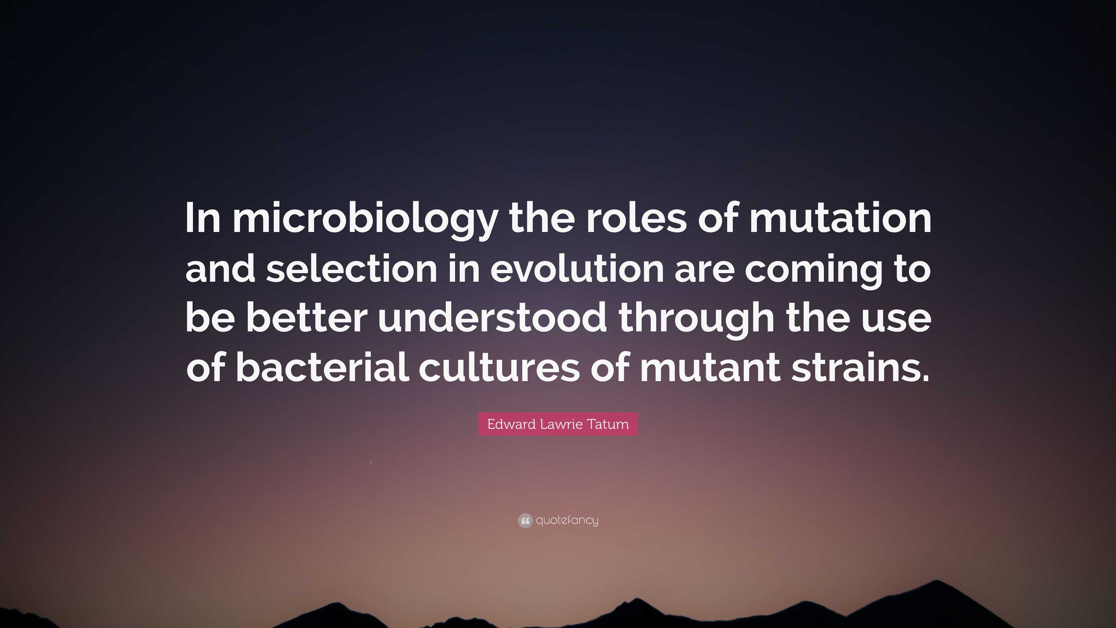 Edward Lawrie Tatum Quote: “In microbiology the roles of mutation and ...