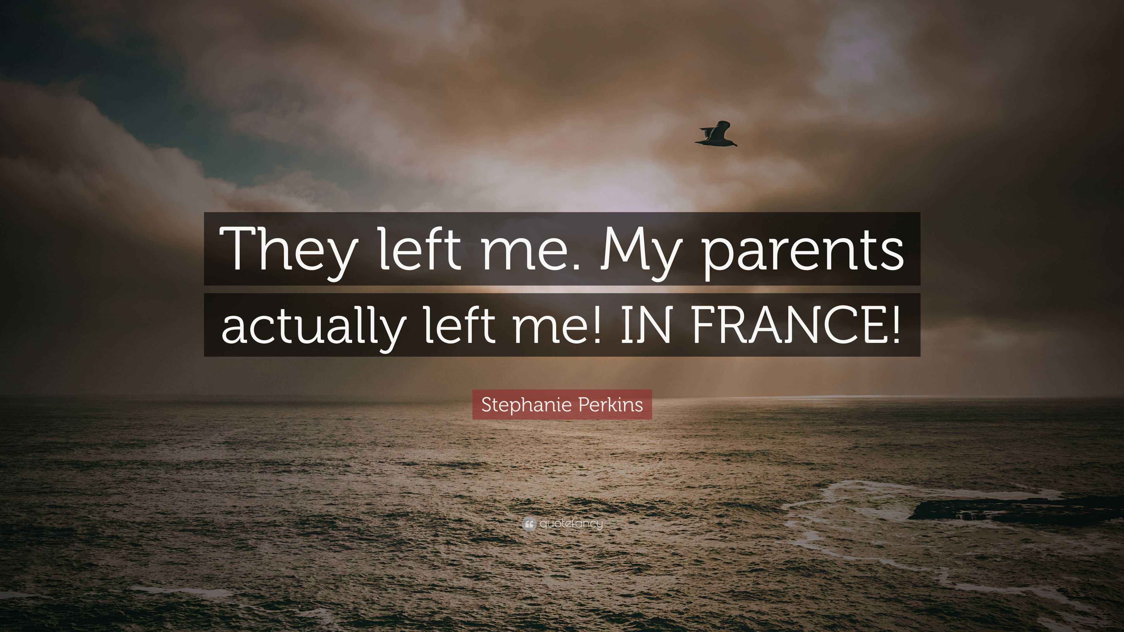 Stephanie Perkins Quote: “They left me. My parents actually left me! IN ...