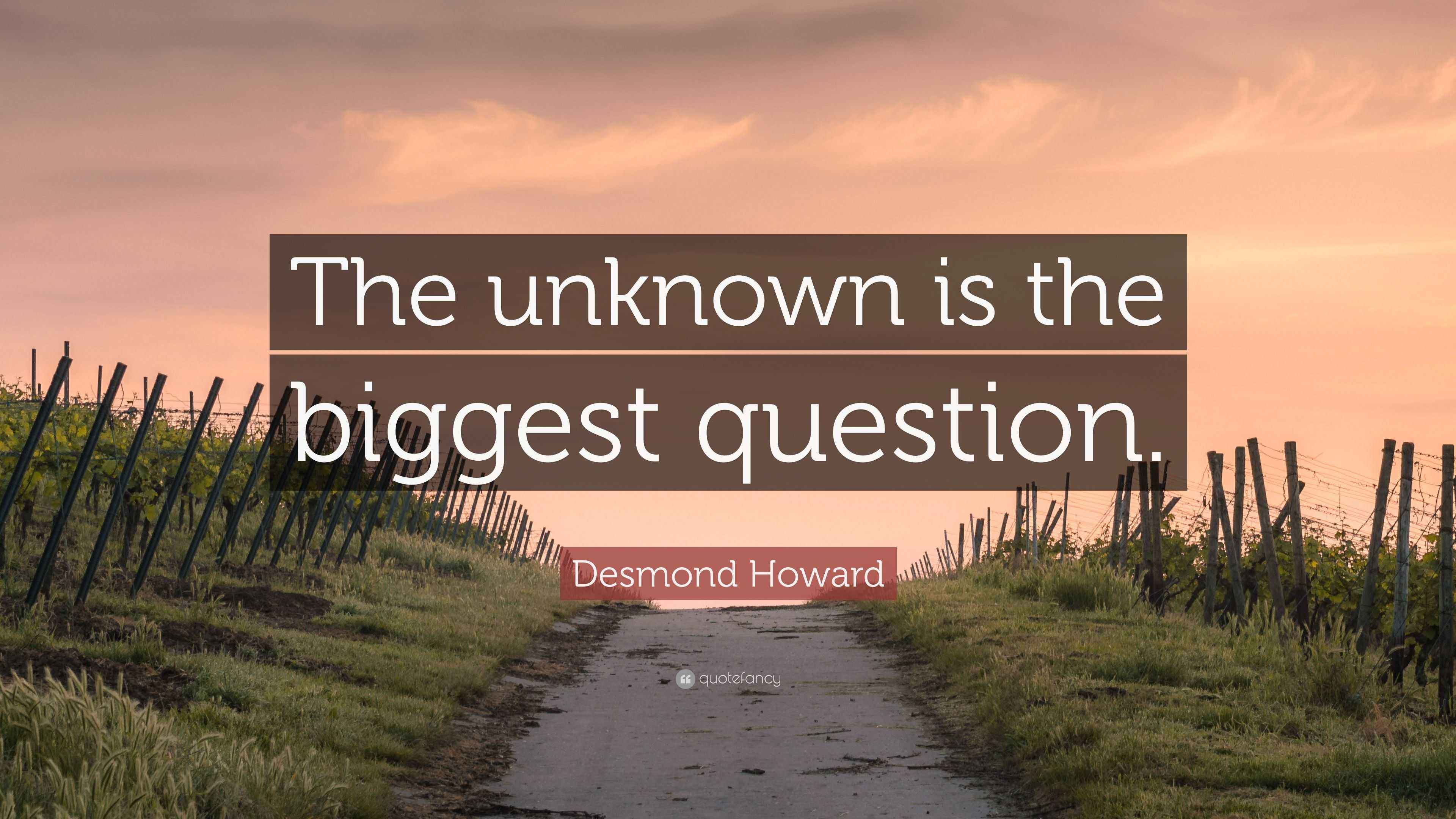 Desmond Howard Quote: “The unknown is the biggest question.”