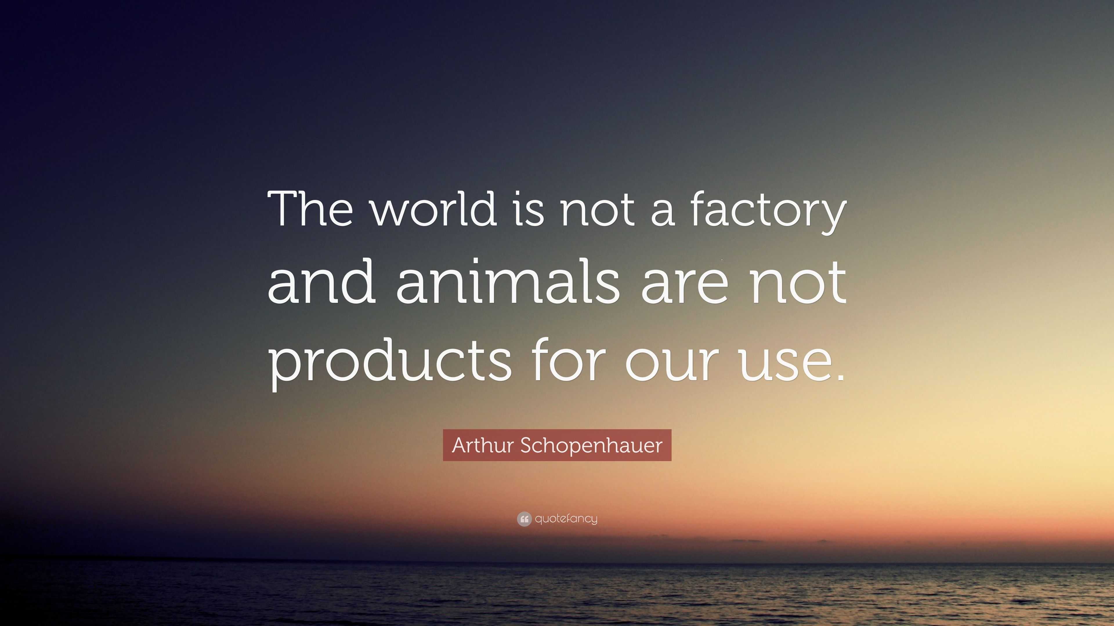 Arthur Schopenhauer Quote: “The world is not a factory and animals are ...