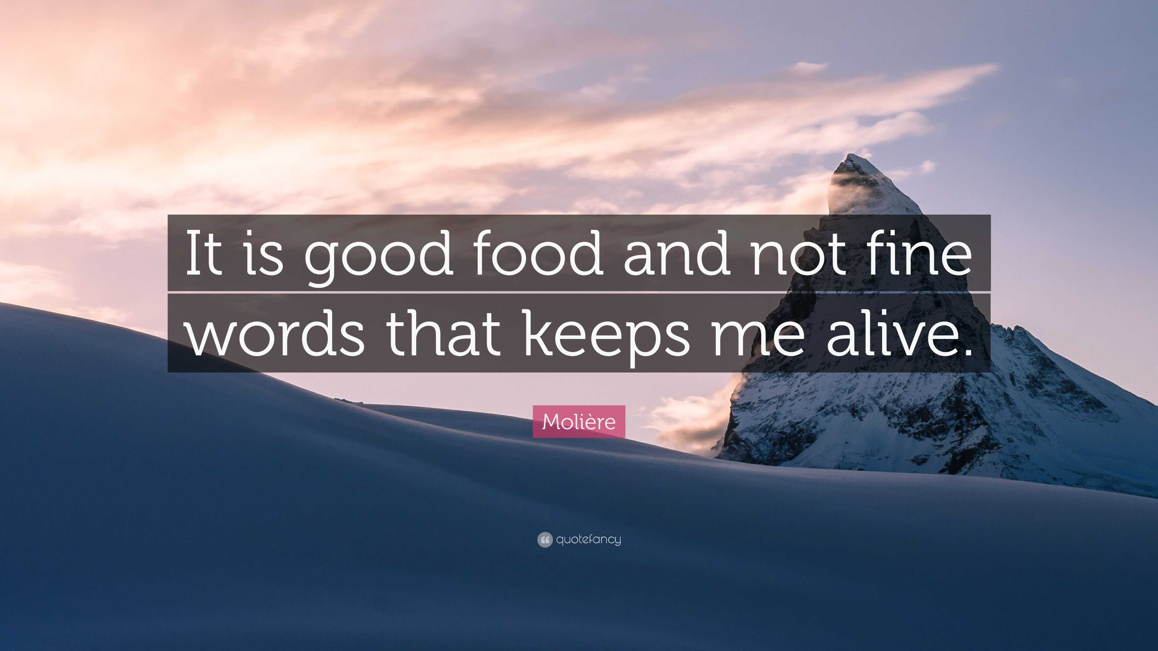 Molière Quote: “It is good food and not fine words that keeps me alive.”