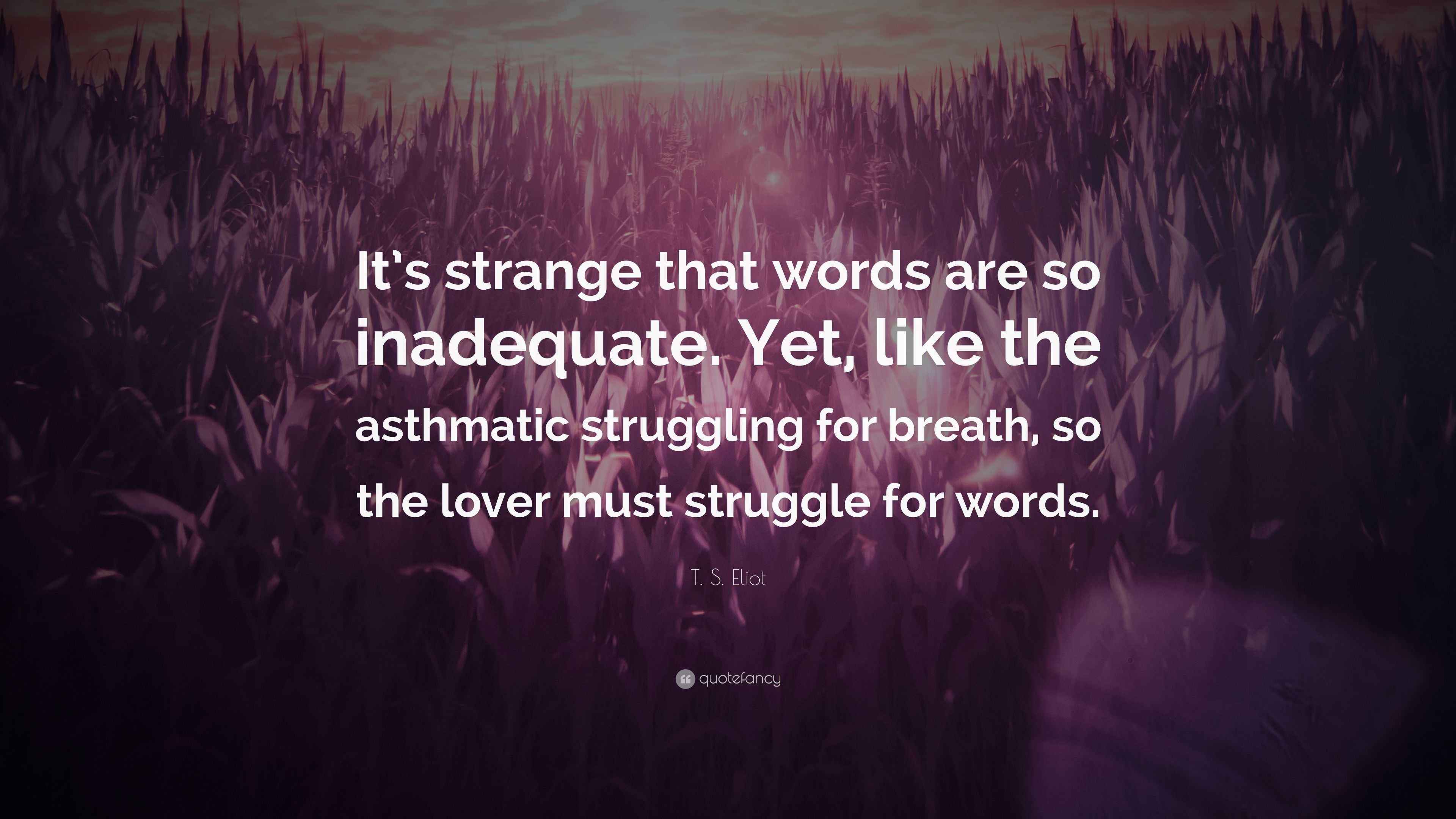 T. S. Eliot Quote: “It’s strange that words are so inadequate. Yet ...