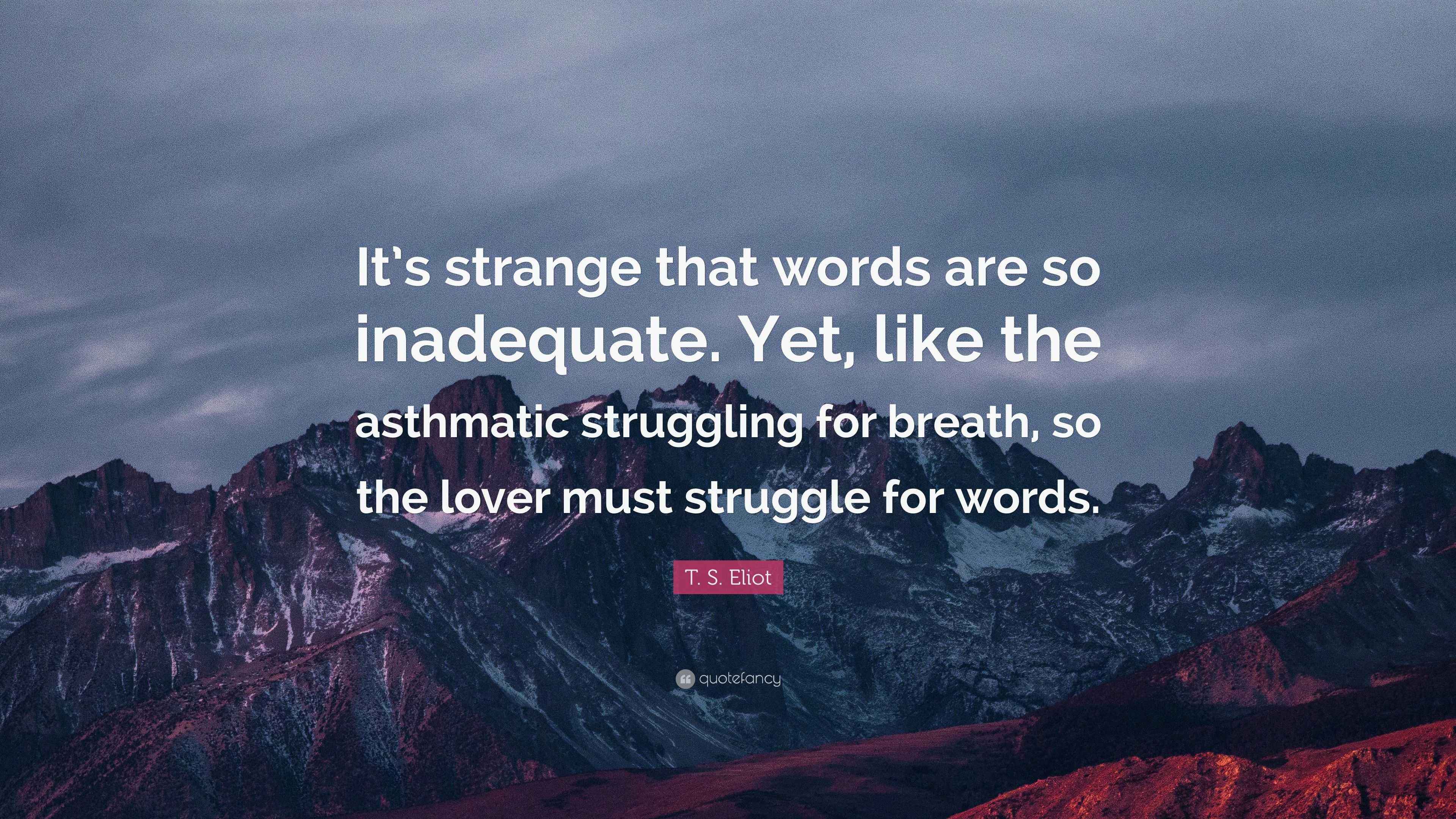 T. S. Eliot Quote: “It’s strange that words are so inadequate. Yet ...