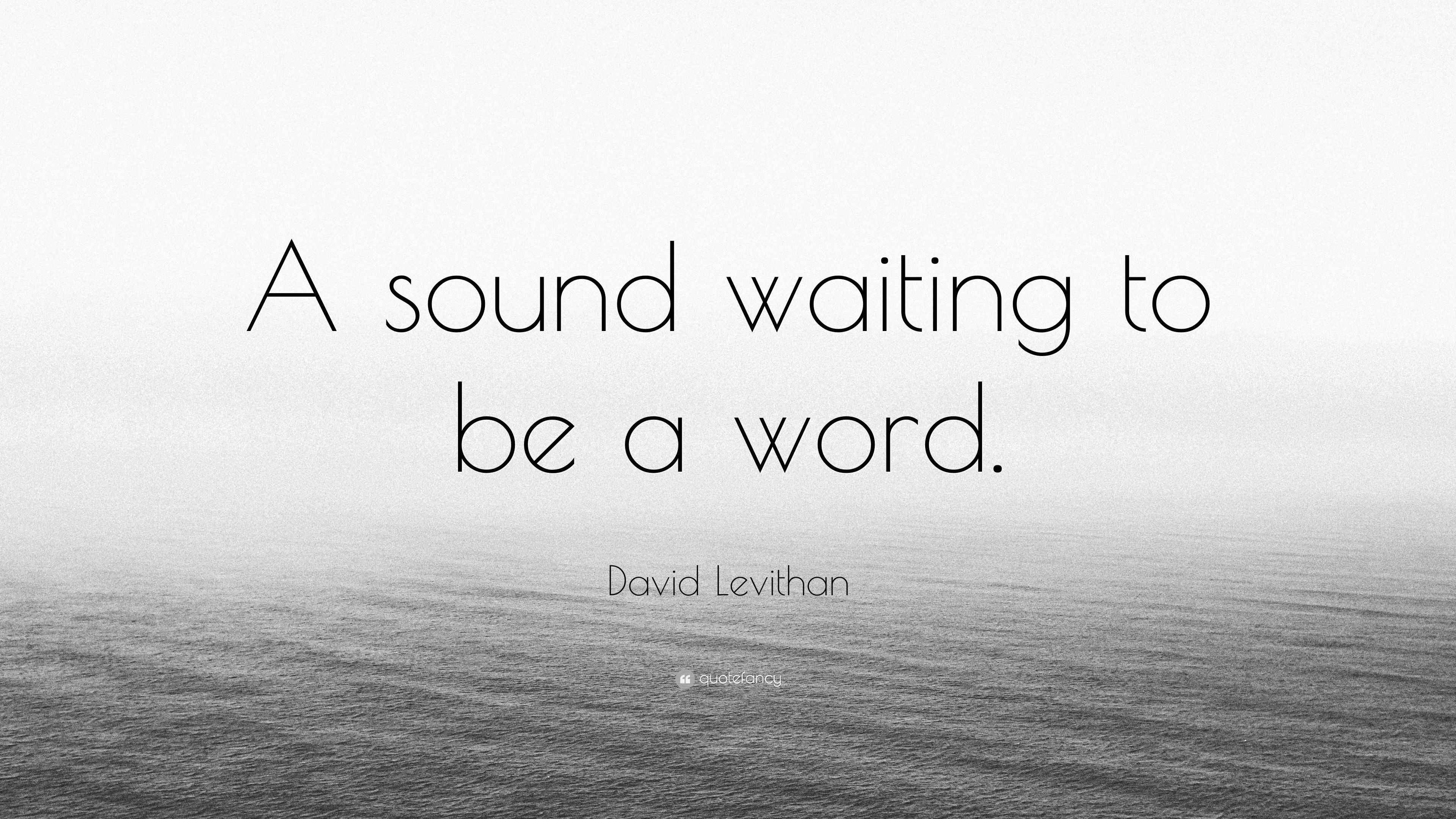 David Levithan Quote: “A sound waiting to be a word.”