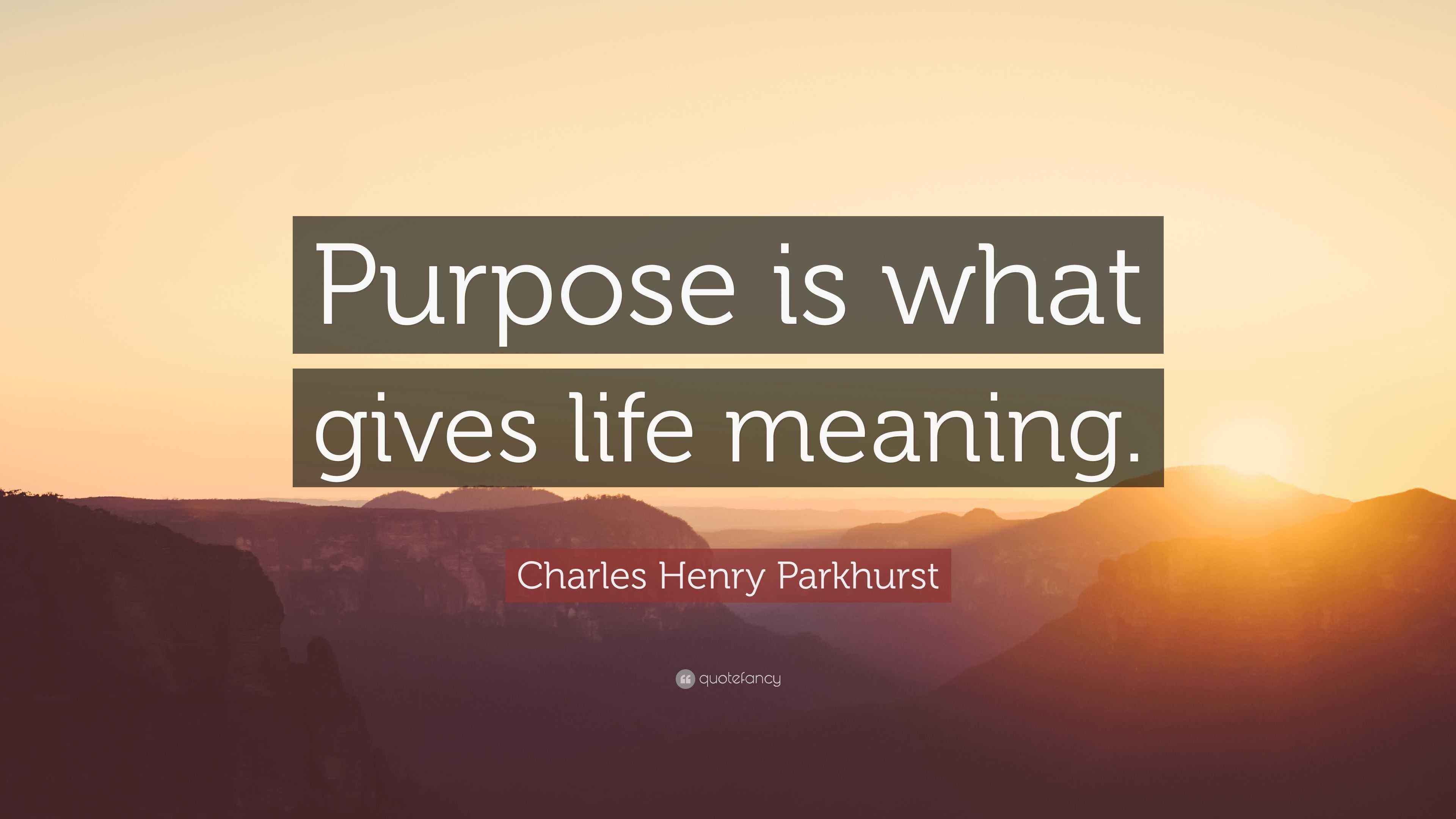 Charles Henry Parkhurst Quote: “Purpose is what gives life meaning.”