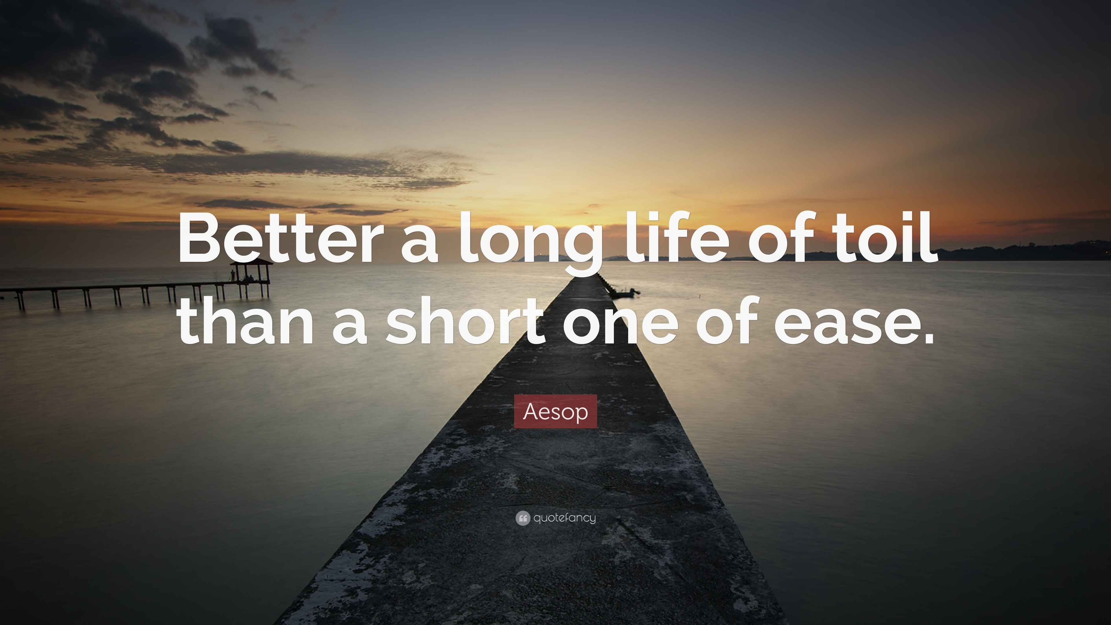 Aesop Quote: “Better a long life of toil than a short one of ease.”
