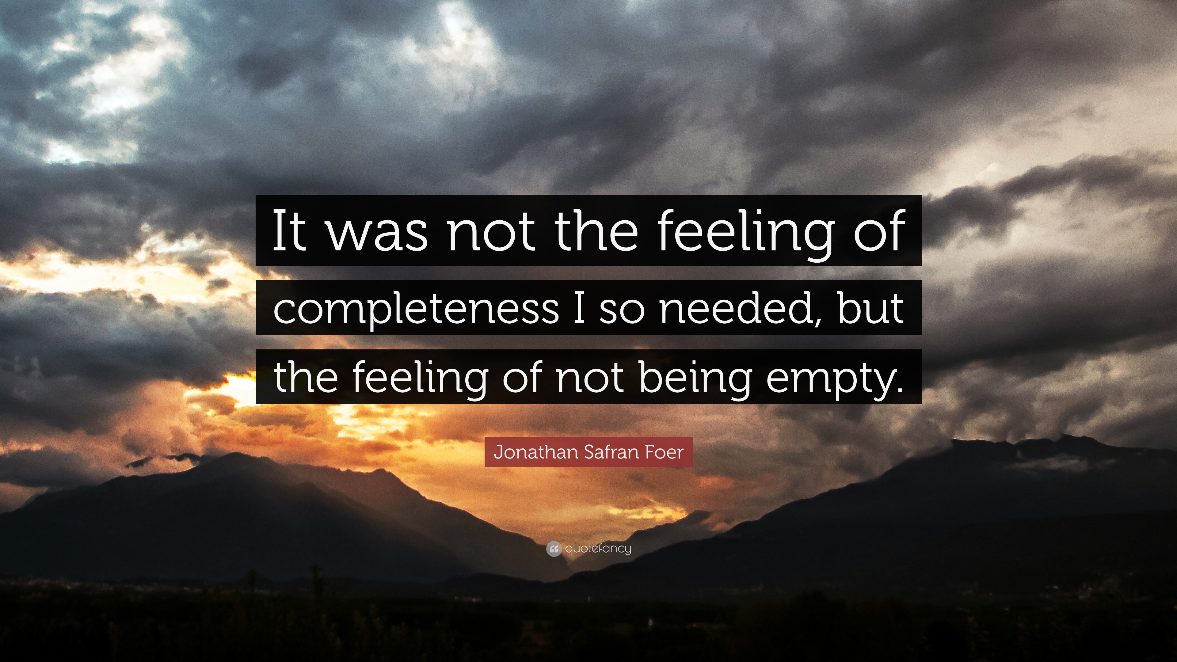 Jonathan Safran Foer Quote: “It was not the feeling of completeness I ...