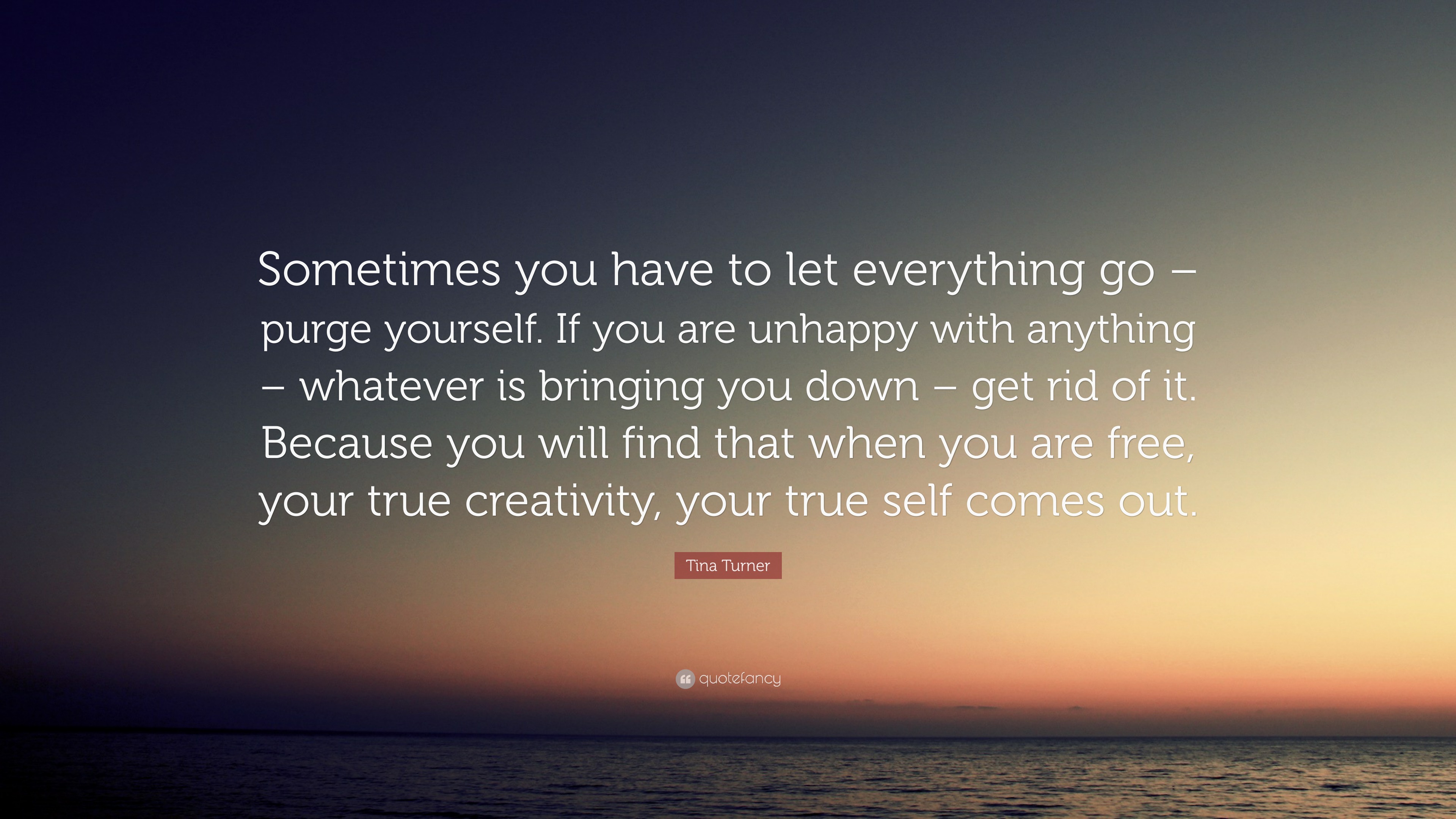 Tina Turner Quote: “Sometimes you have to let everything go – purge ...