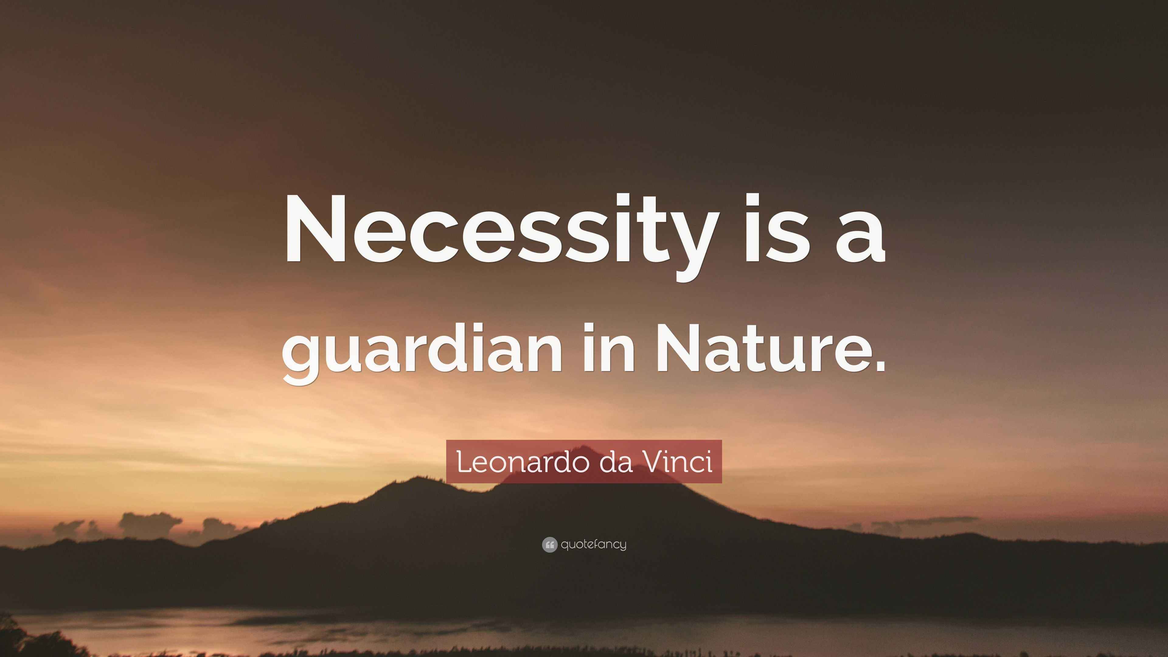Leonardo da Vinci Quote: “Necessity is a guardian in Nature.”