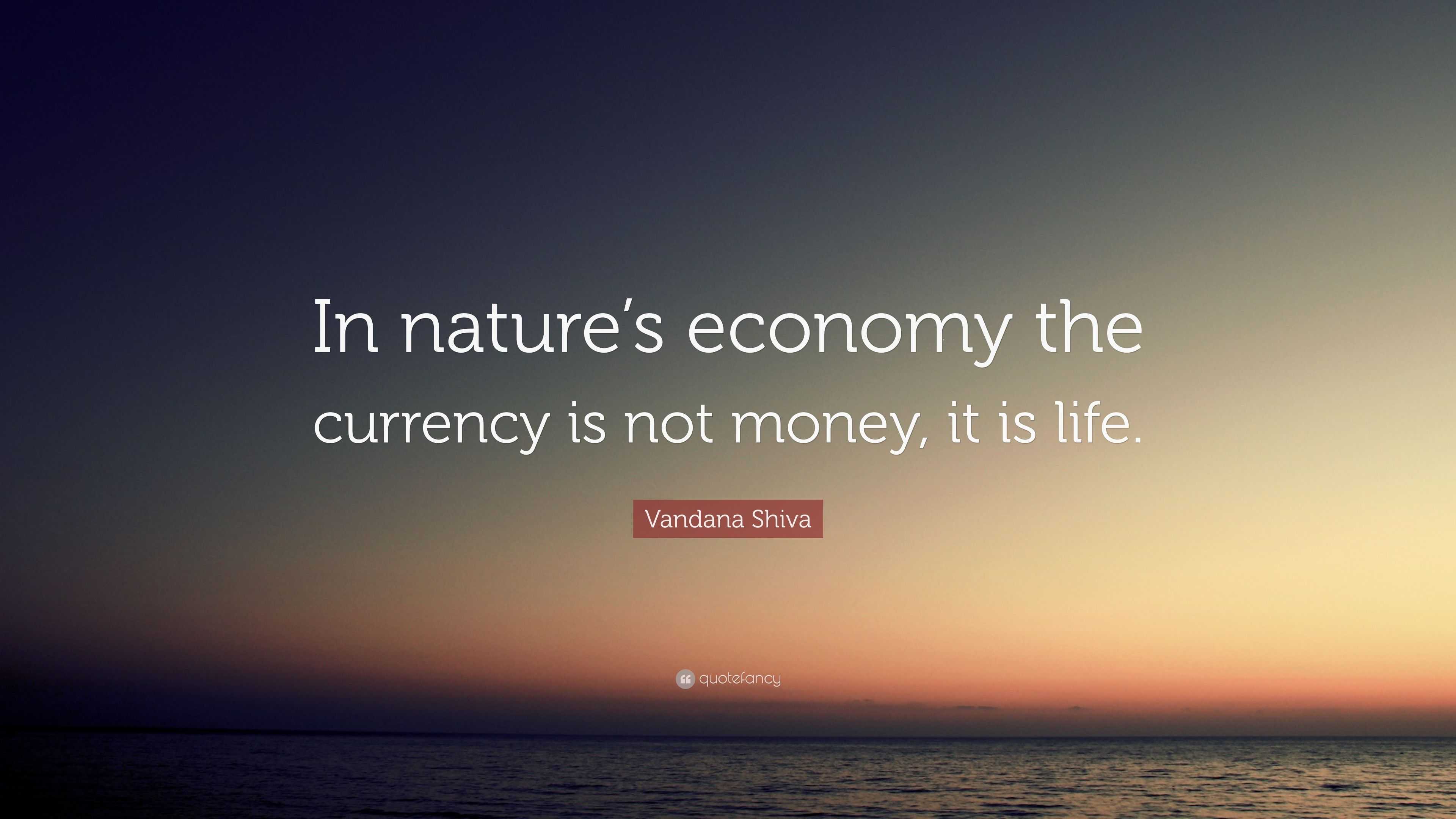 Vandana Shiva Quote: “In nature’s economy the currency is not money, it ...