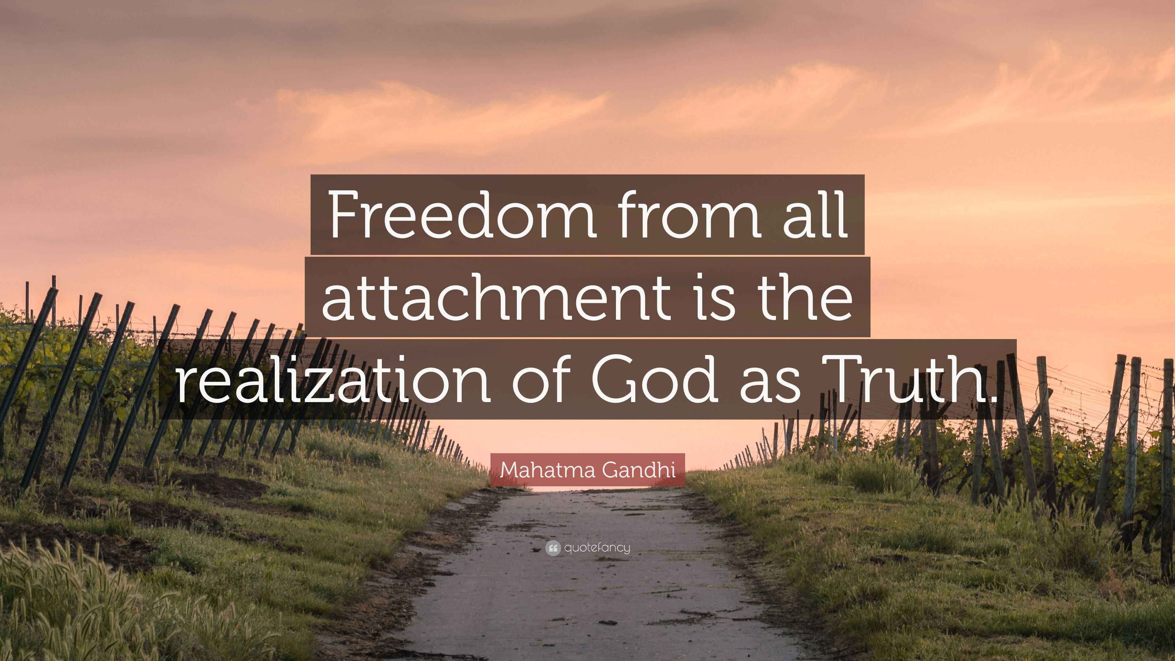 Mahatma Gandhi Quote: “Freedom from all attachment is the realization ...