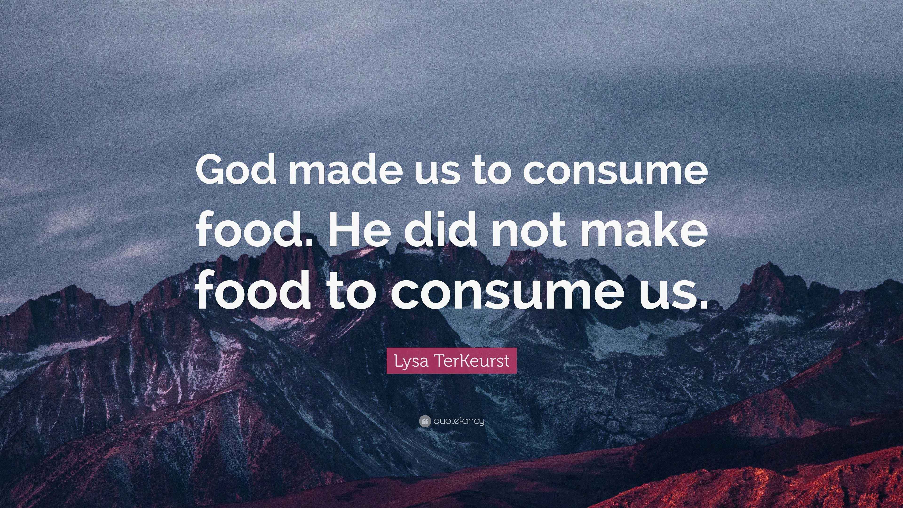 Lysa TerKeurst Quote: “God made us to consume food. He did not make ...