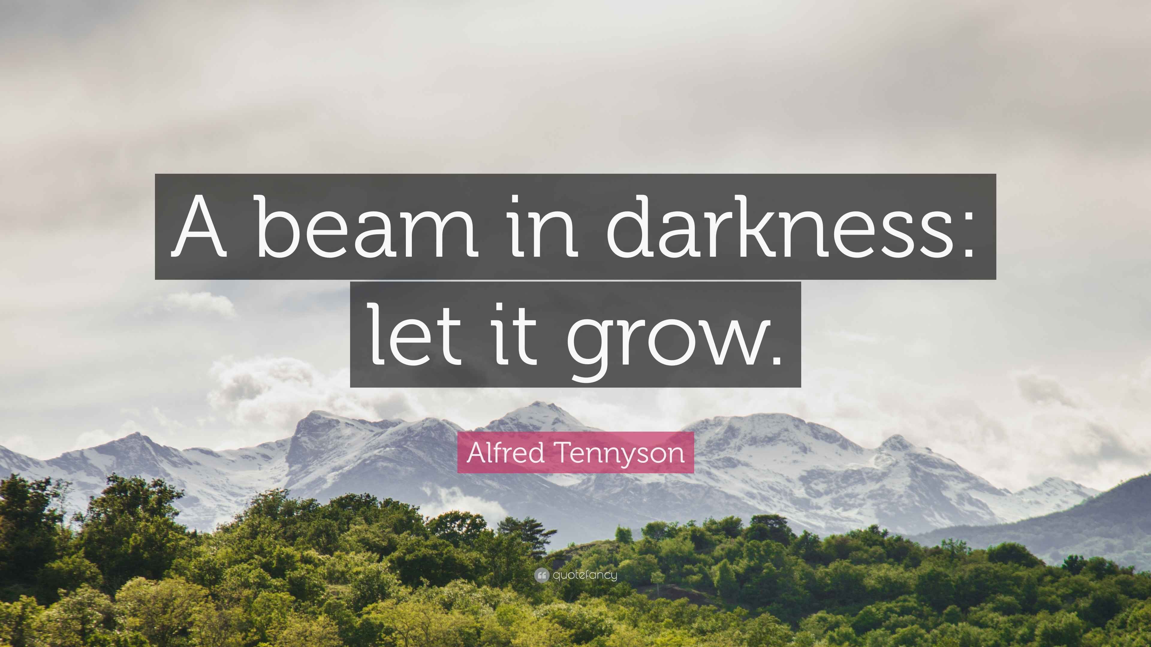 Alfred Tennyson Quote: “A beam in darkness: let it grow.”