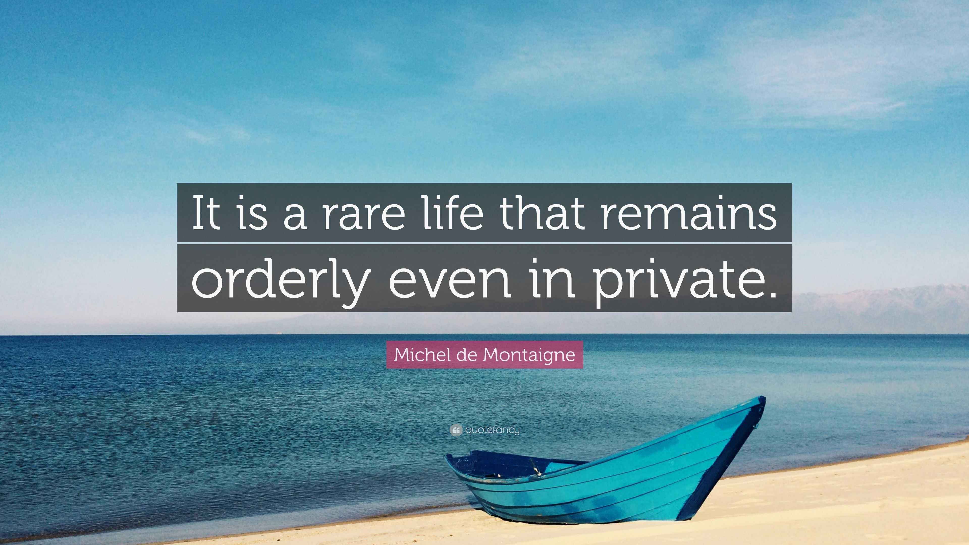 Michel de Montaigne Quote: “It is a rare life that remains orderly even ...